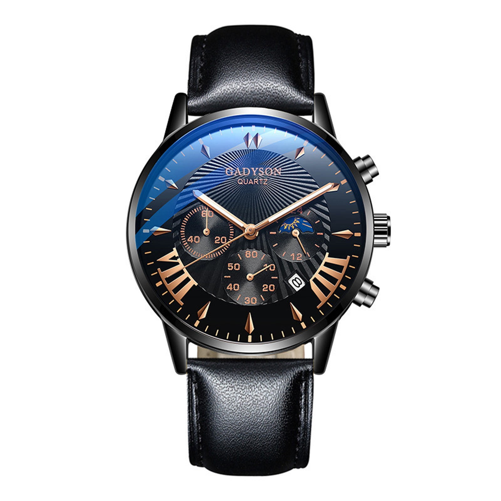 Ausyst Men's Watch Men's Fashion Sport Stainless Steel Case Leather ...