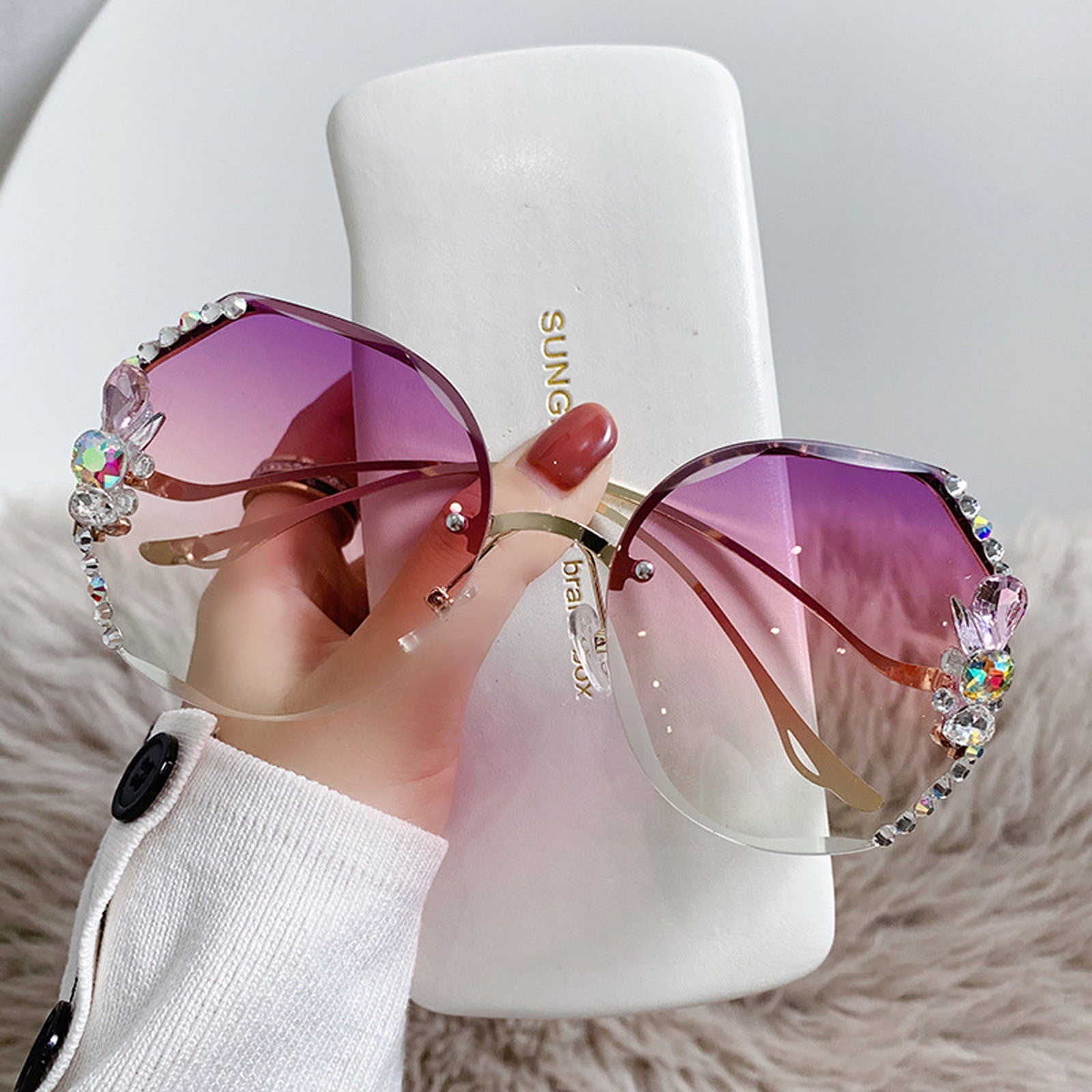 Ausyst Sunglasses Womens 2023 New Rhinestone Sunglasses UV-resistant Crystal Sunglasses Diamond ...