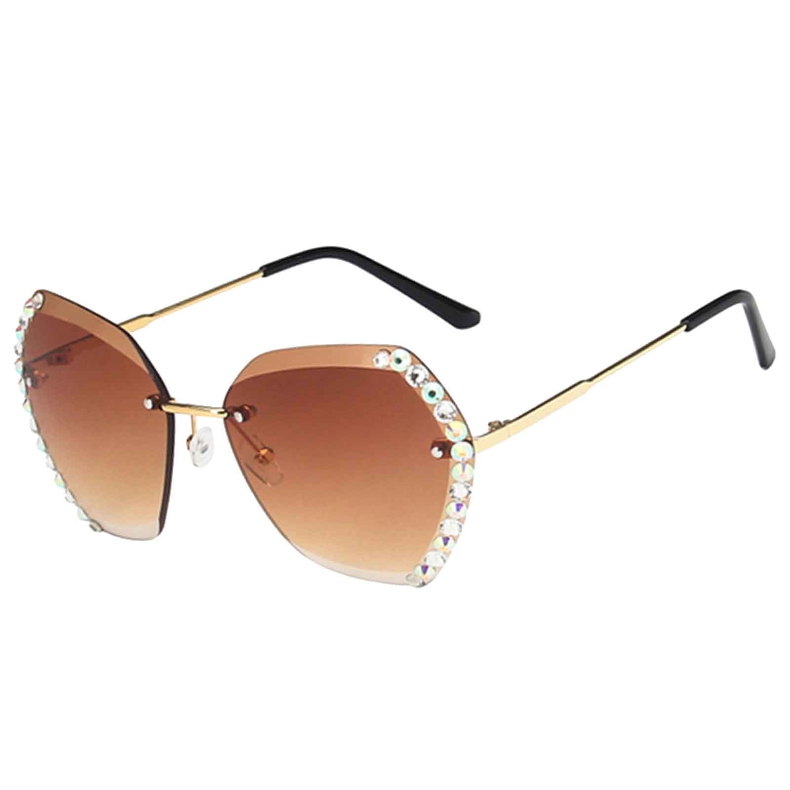 Ausyst Sunglasses Womens 2023 Woman Rimless Diamond Sunglasses For Beach Summer Sunglasses ...