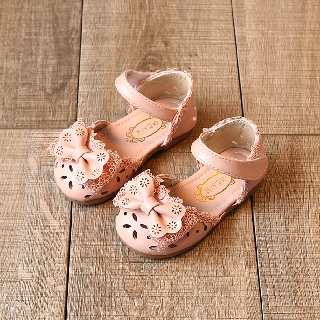 Ausyst Toddler Sandals Toddler Infant Kids Baby Girls Elegant Bowknot Flower Princess Shoes ...