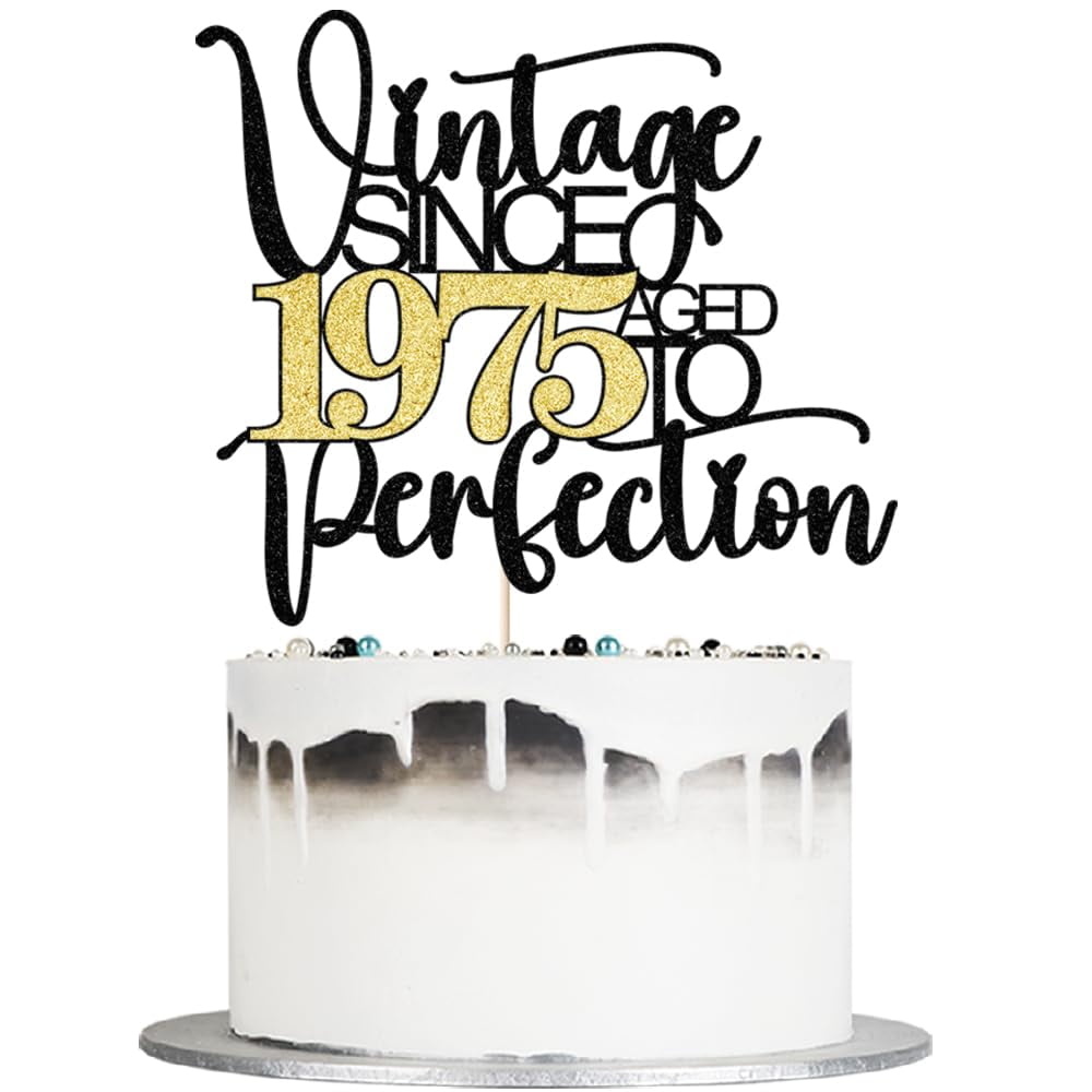 Auteby Vintage Since 1975 Aged To Perfection MDH1Cake Topper Fifty ...