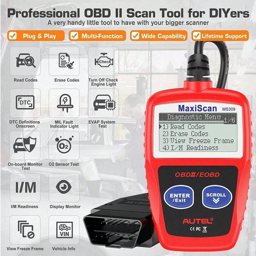 Autel Autel OBD2 Scanner MS309 Universal Car Engine Fault Code Reader, Check Engine Light And ...
