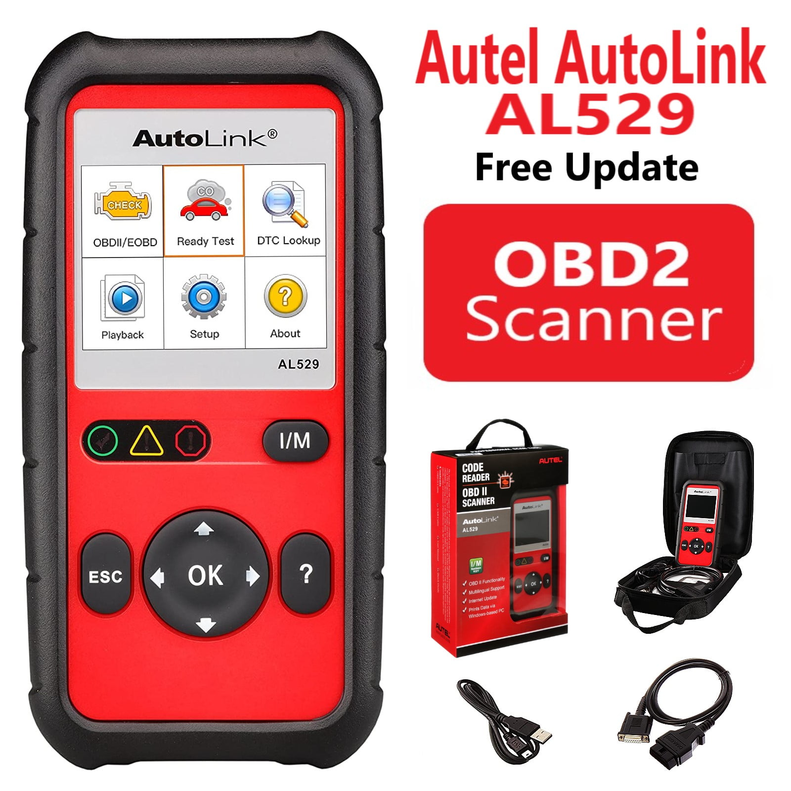 Autel AutoLink AL529 Vehicle OBD2 Scanner, Car Code Reader, Auto ...