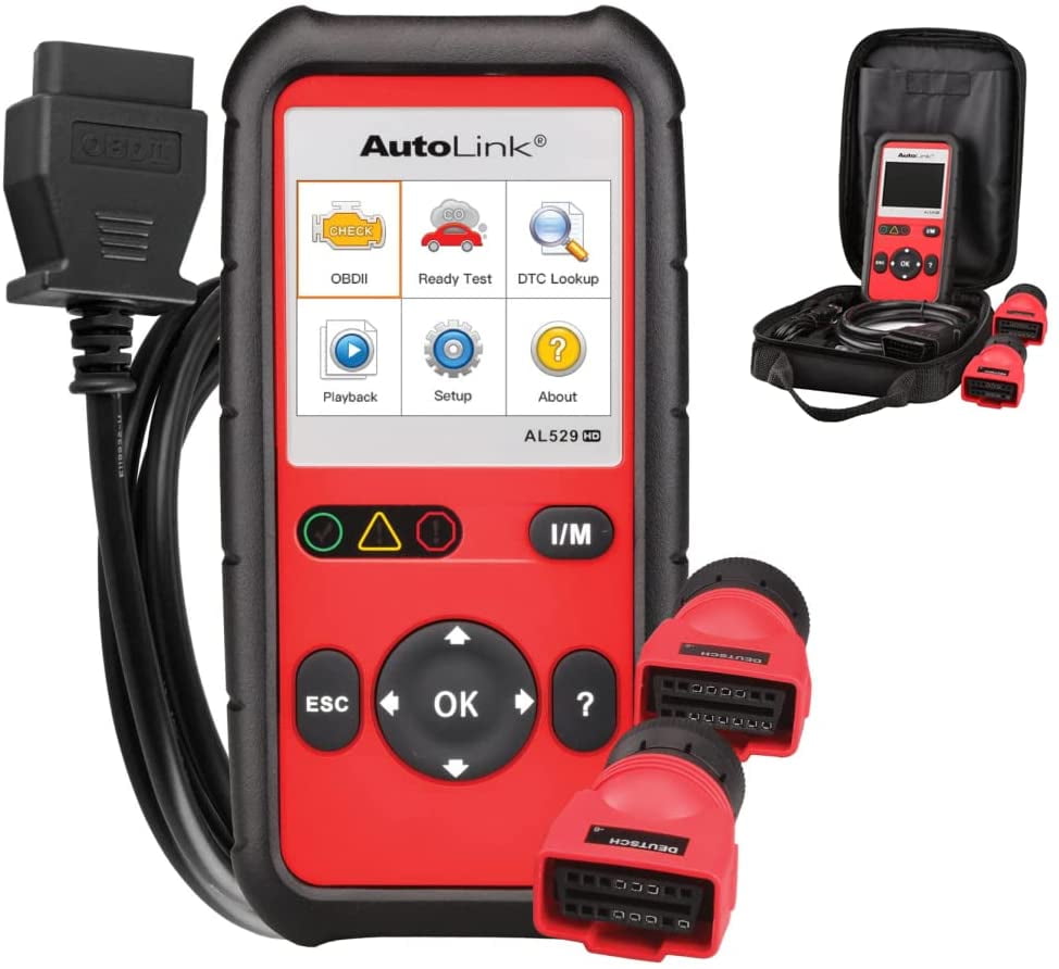 Autel AL529HD OBD Diagnostic Car Scan Tool, Engine Reset, Heavy Duty Truck AutoVIN, SAE-J1939 ...