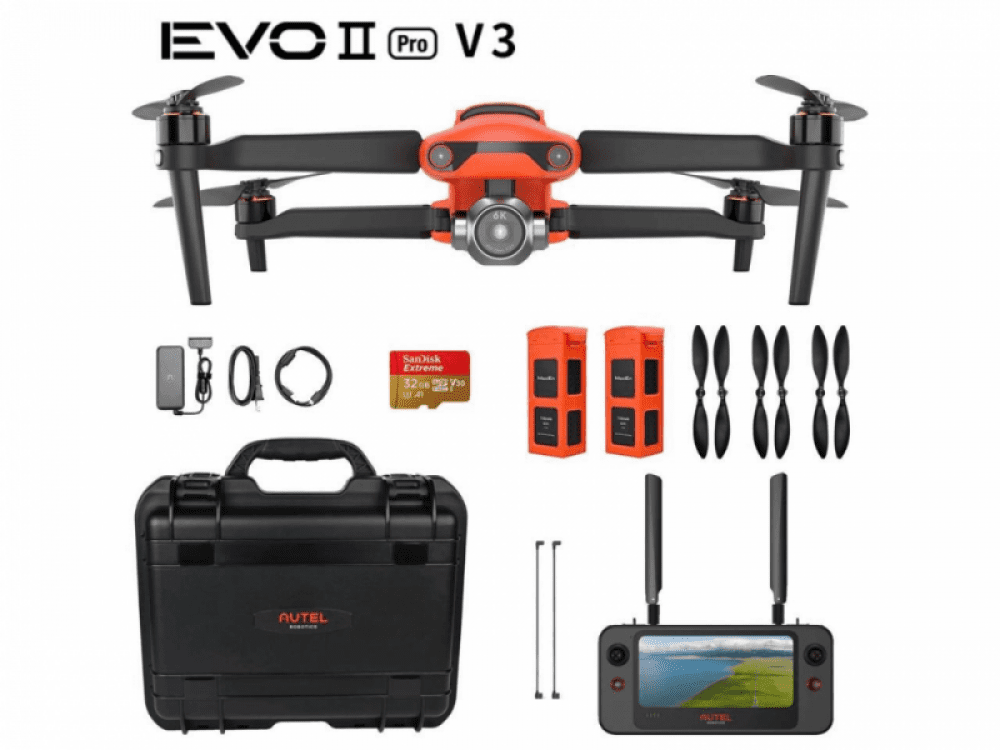 Autel EVO II Pro V3 6K HD Aerial Drone, 40Min range, 15km Image Transmission, 2 Batteries ...