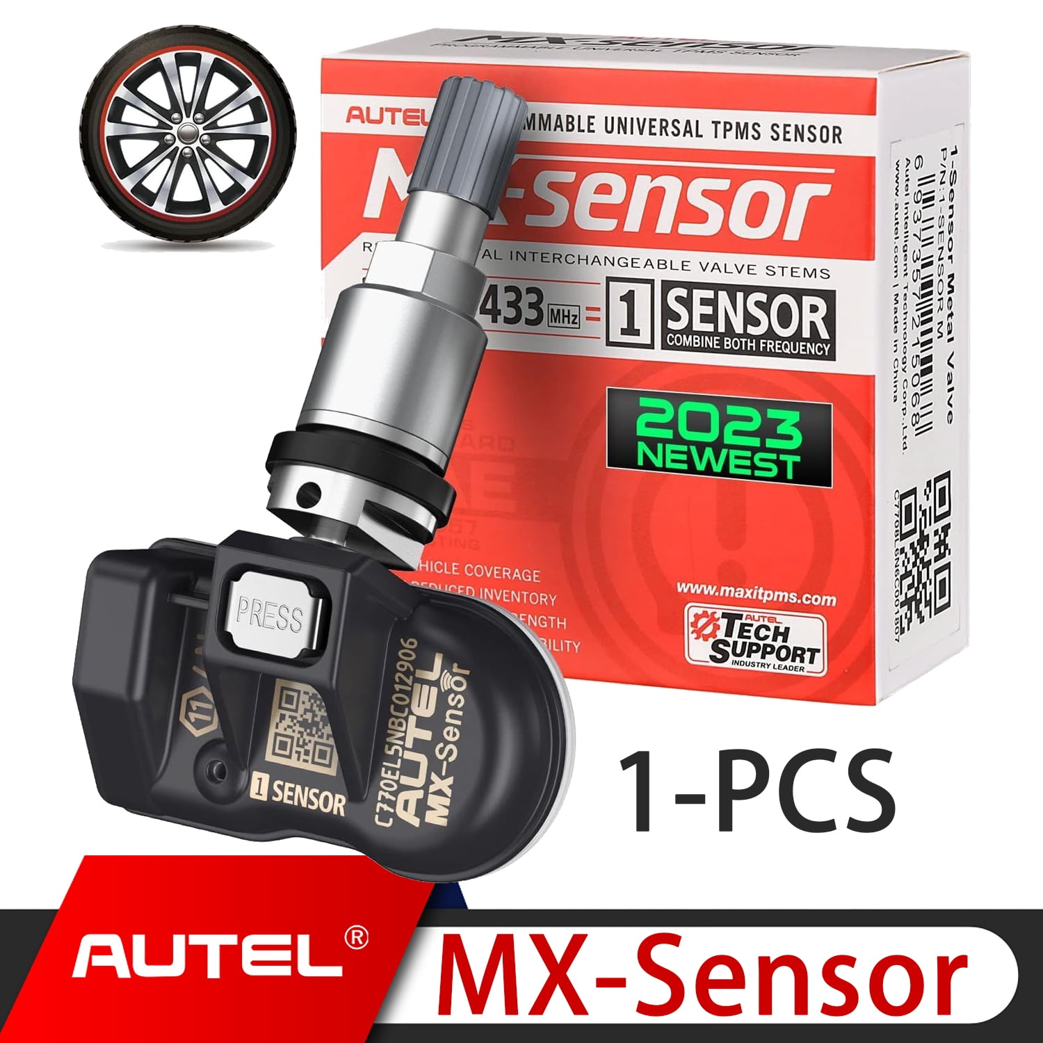 Autel MX-Sensor 1PCS 315MHz + 433MHz 2in1 Dual Frequency TPMS Sensor ...