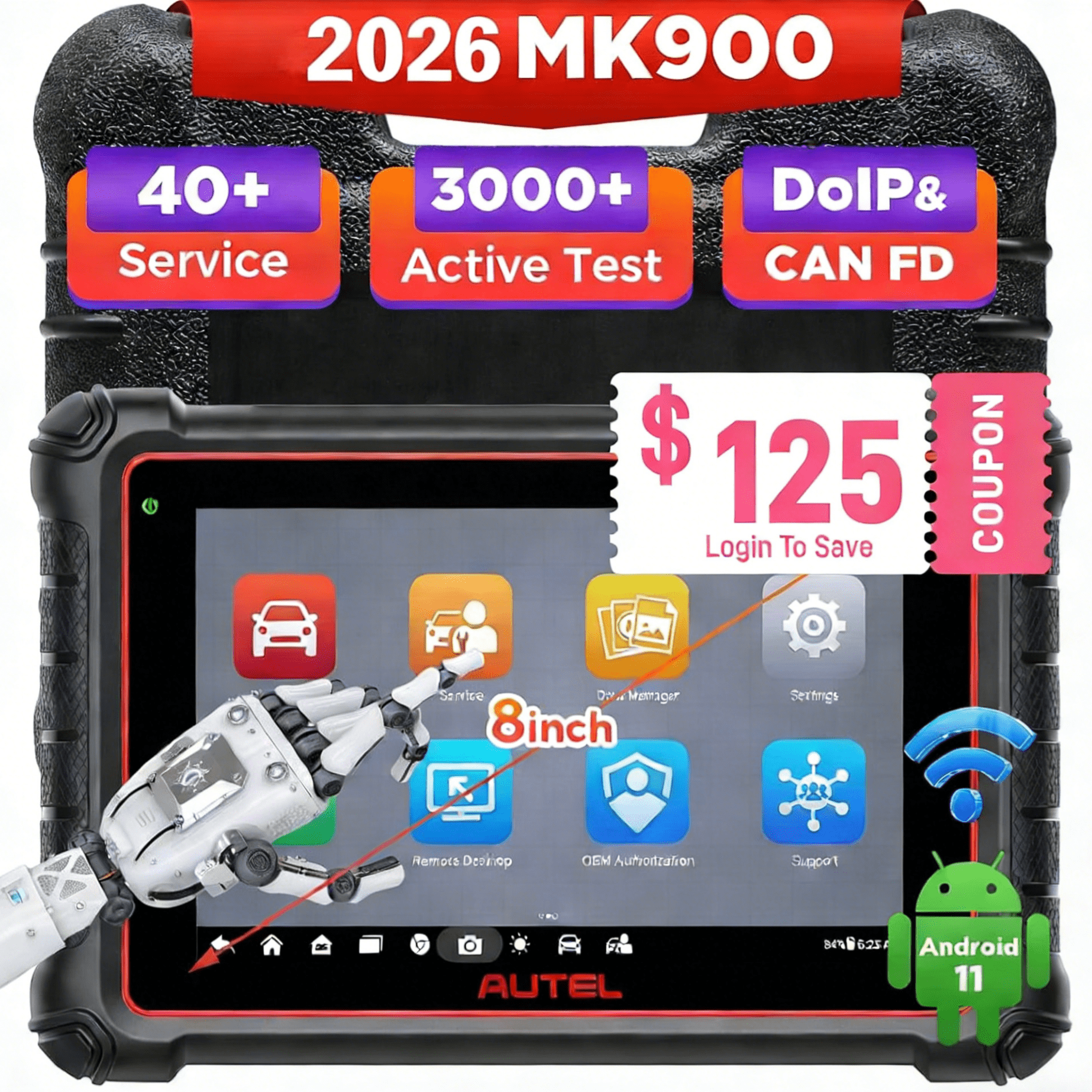 Autel MaxiCOM MK900 Car Diagnostic Scan Tool All System Diagnose, 40 ...