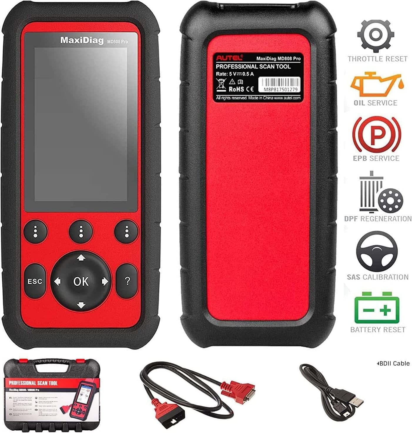 Autel MaxiDiag MD808 Pro Auto Diagnostic Tool, OBD2 Scanner Code Reader ...