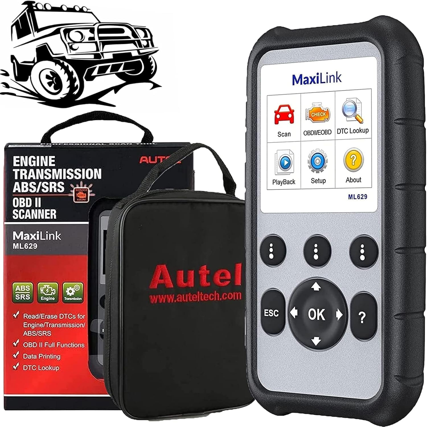 Autel MaxiLink ML629 Car Diagnostic Scan Tool- Universal Car Code Reader ABS SRS Engine ...