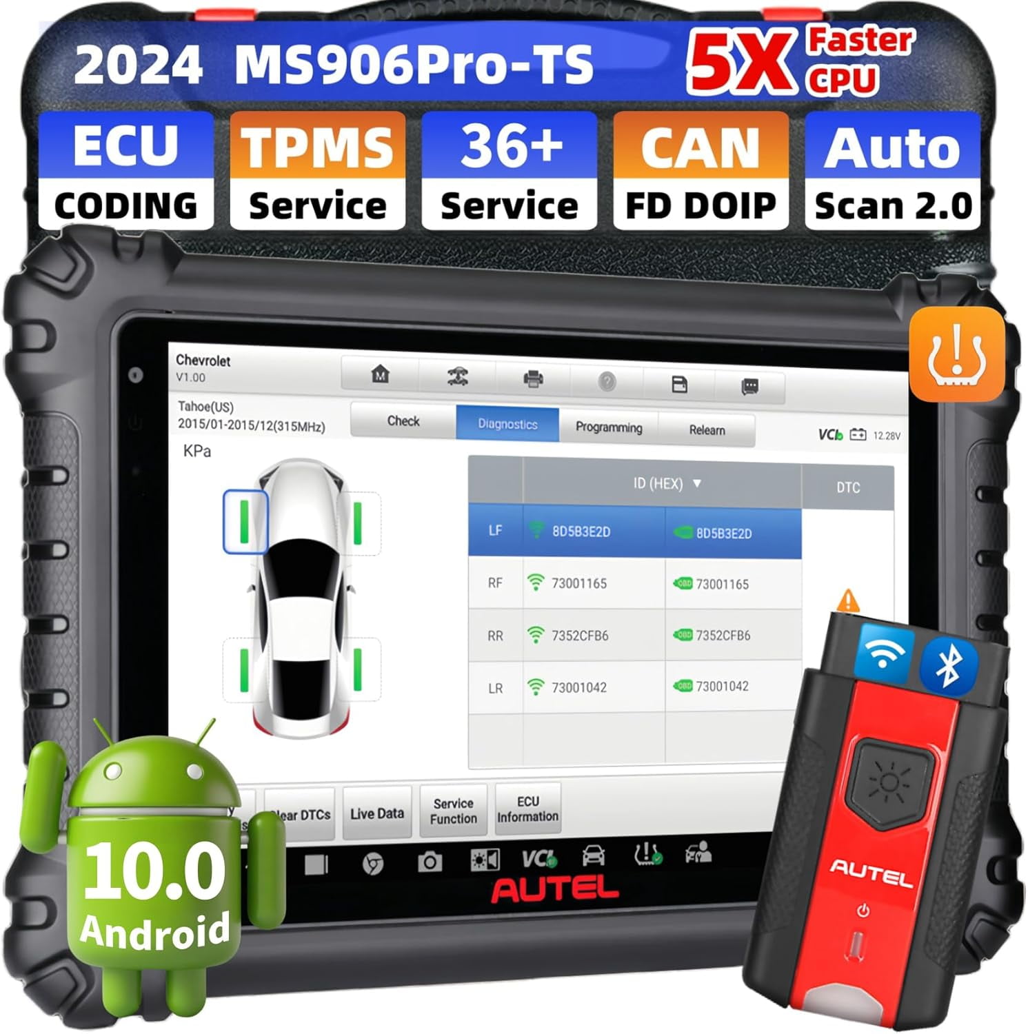 Autel MaxiSys MS906 PRO-TS OBD2 Scanner, 2024 Up of MP900TS MS906 Pro MS906TS MK900 MX900, All ...