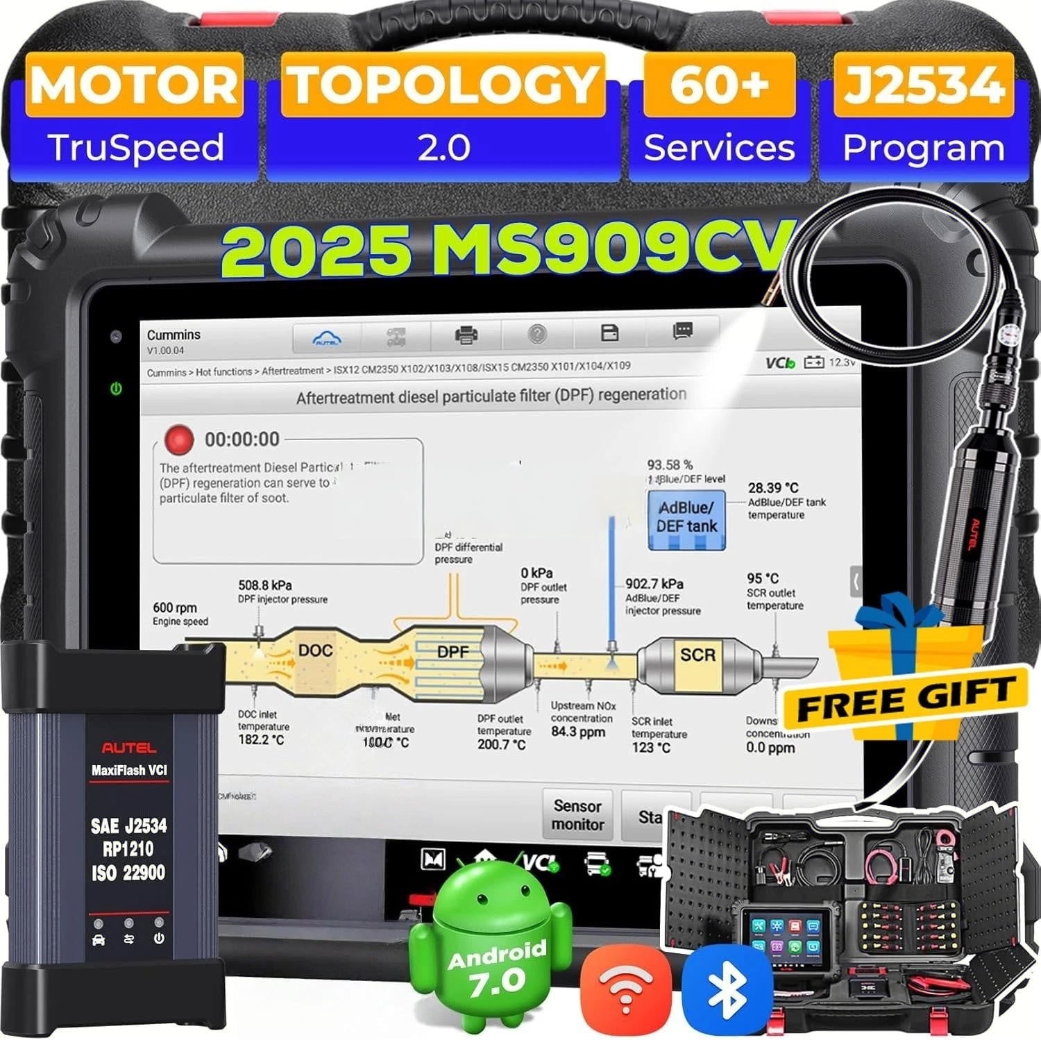 Autel MaxiSys MS909CV Truck Scanner, Intelligent Scanner for Commercial ...