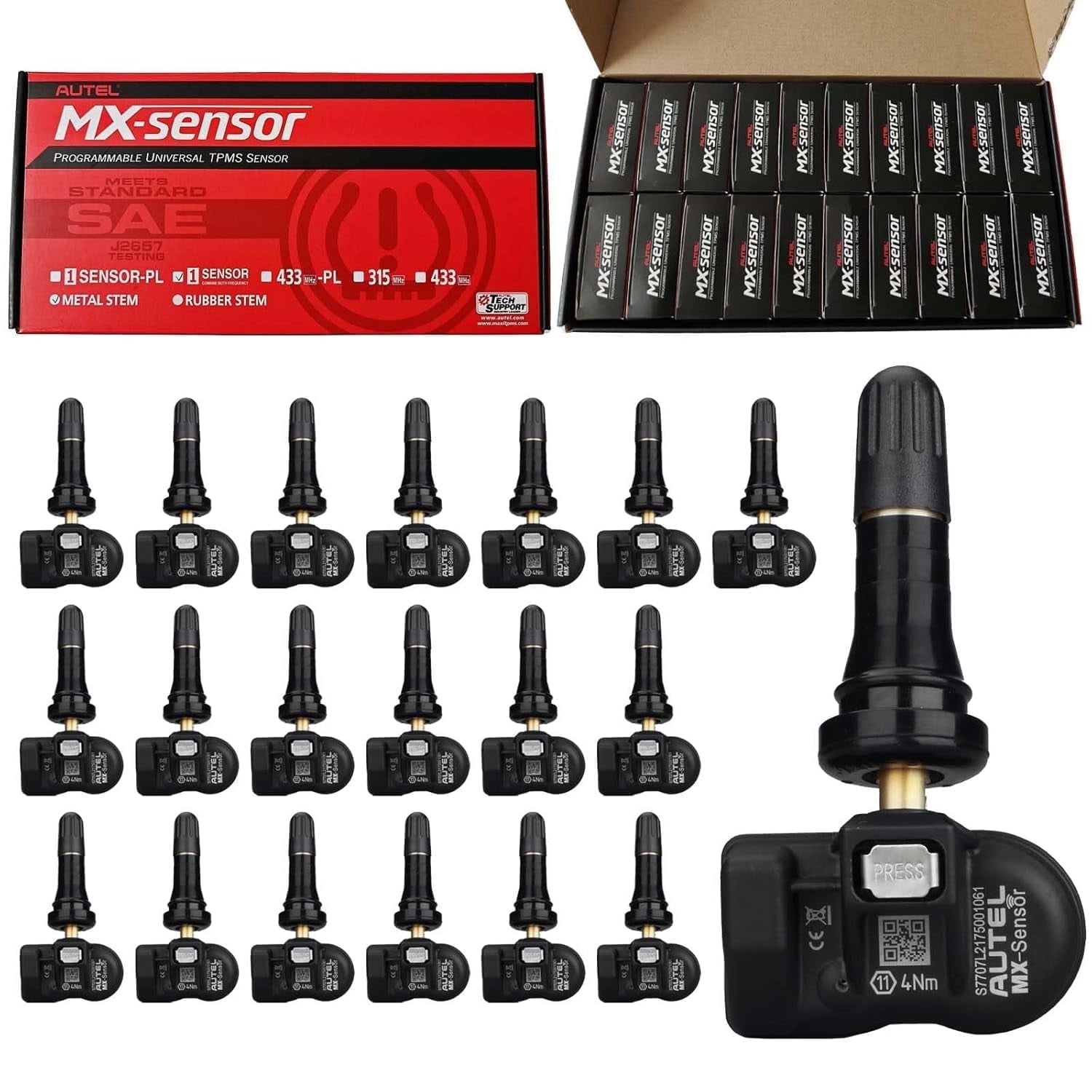 Autel MaxiTPMS MX Sensor 20pcs Dual Frequency 315/433MHz Rubber Stem ...