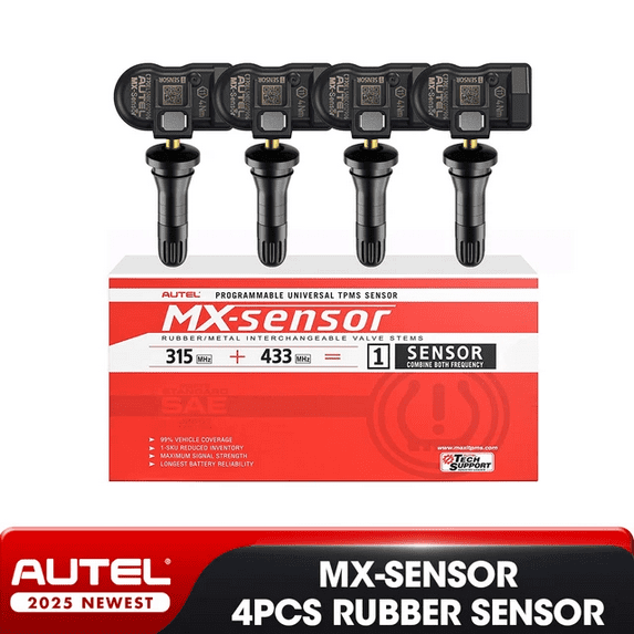 Autel MaxiTPMS MX Sensor 4pcs Rubber Stem TPMS Sensor 315MHz/433MHz Universal Tire Replacement ...