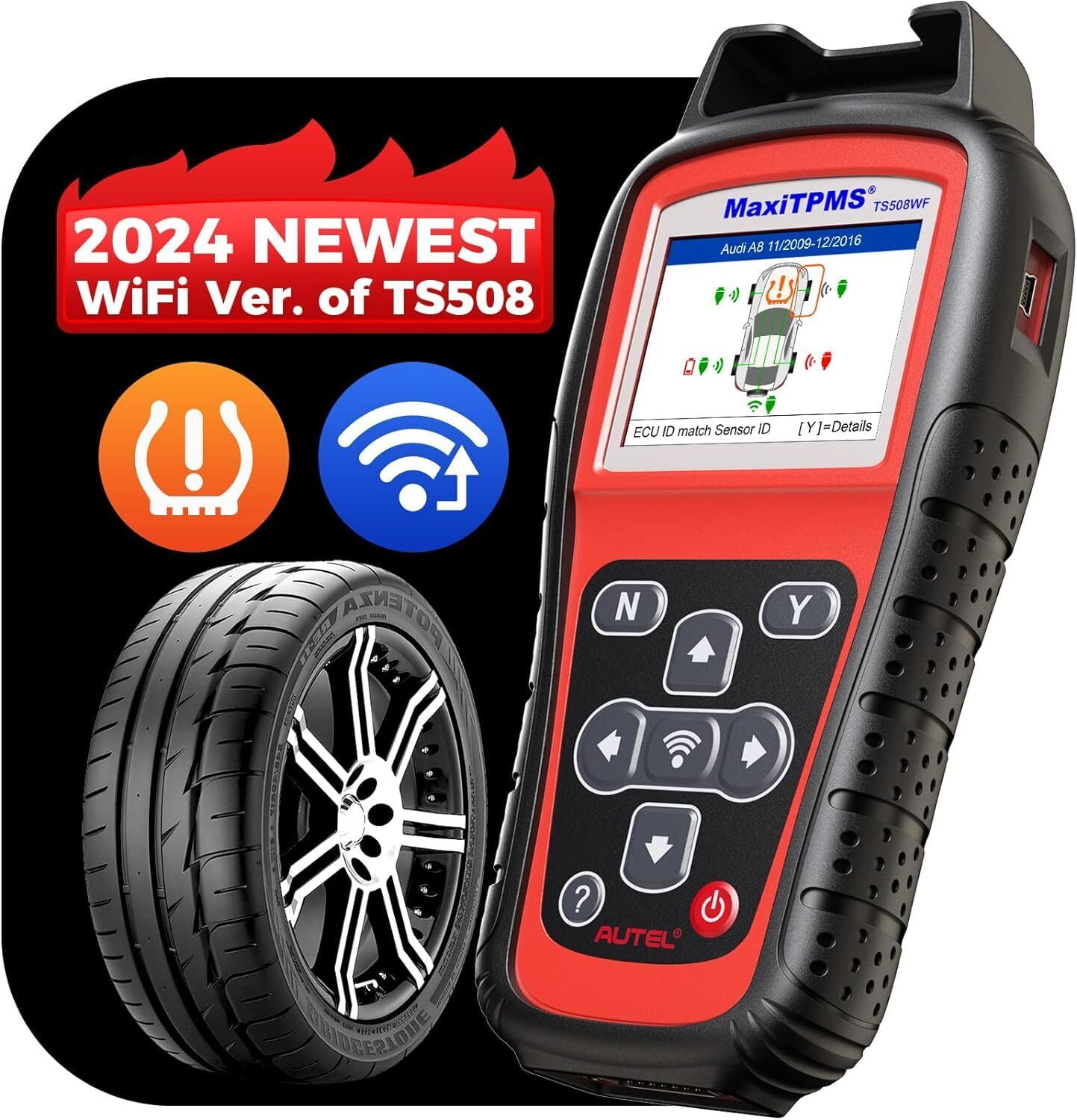 Autel MaxiTPMS TS508WF TPMS Diagnostic Tool, Relearn/Activate Sensors ...