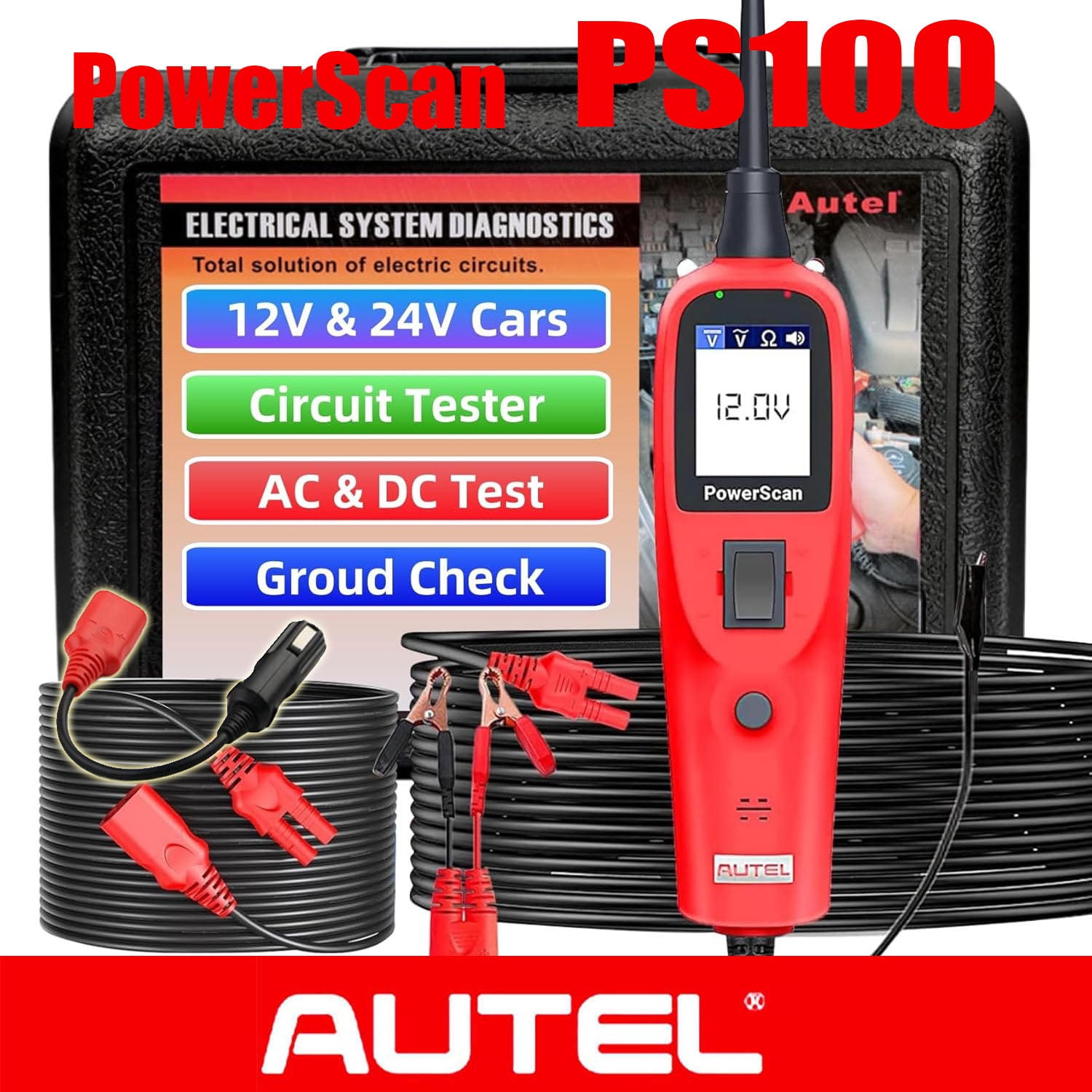 Autel PowerScan PS100 Automotive Circuit Tester, Power Circuit Probe ...