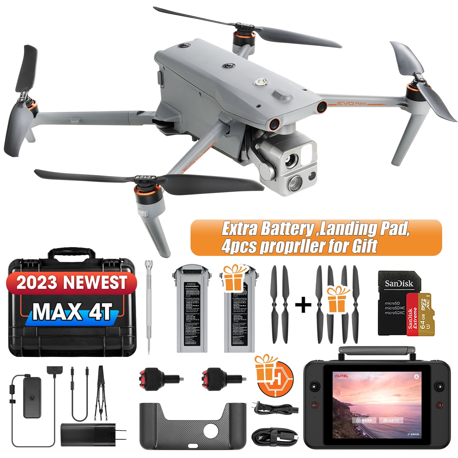 Autel Robotics EVO Max 4T 8K Drone,Smart Controller V3 42min FCC 20KM ...