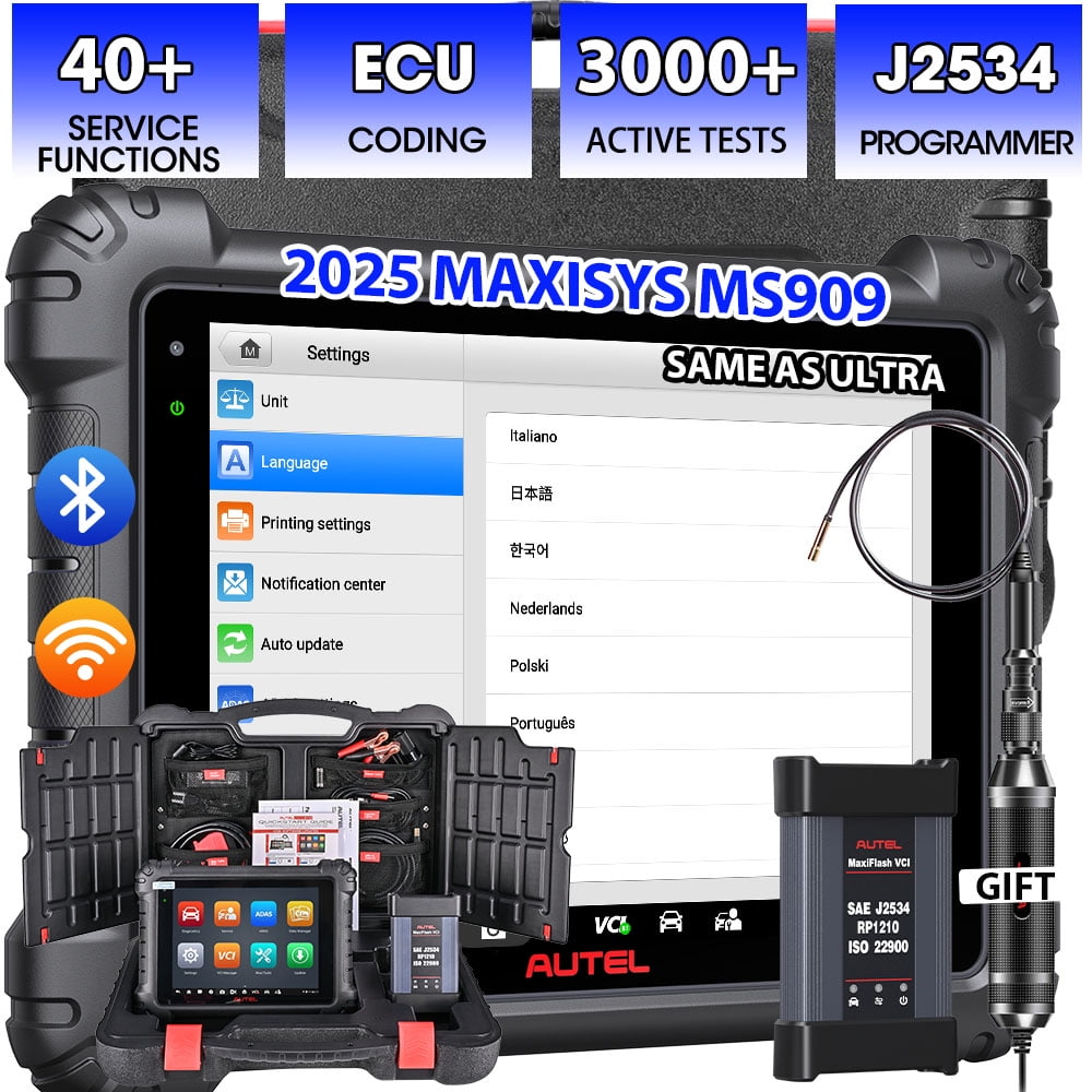 Autel Scanner MaxiSys MS909 Top Intelligent Diagnostic Scan Tool Topology 2.0, 40+ Service ...