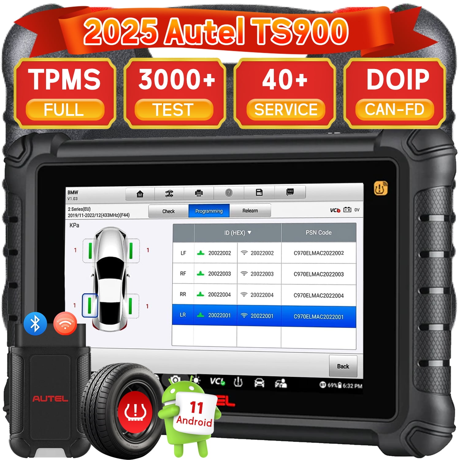 Autel Scanner MaxiTPMS TS900, TPMS Programming Tool, Upgrade of TS608, Full TPMS, All System ...