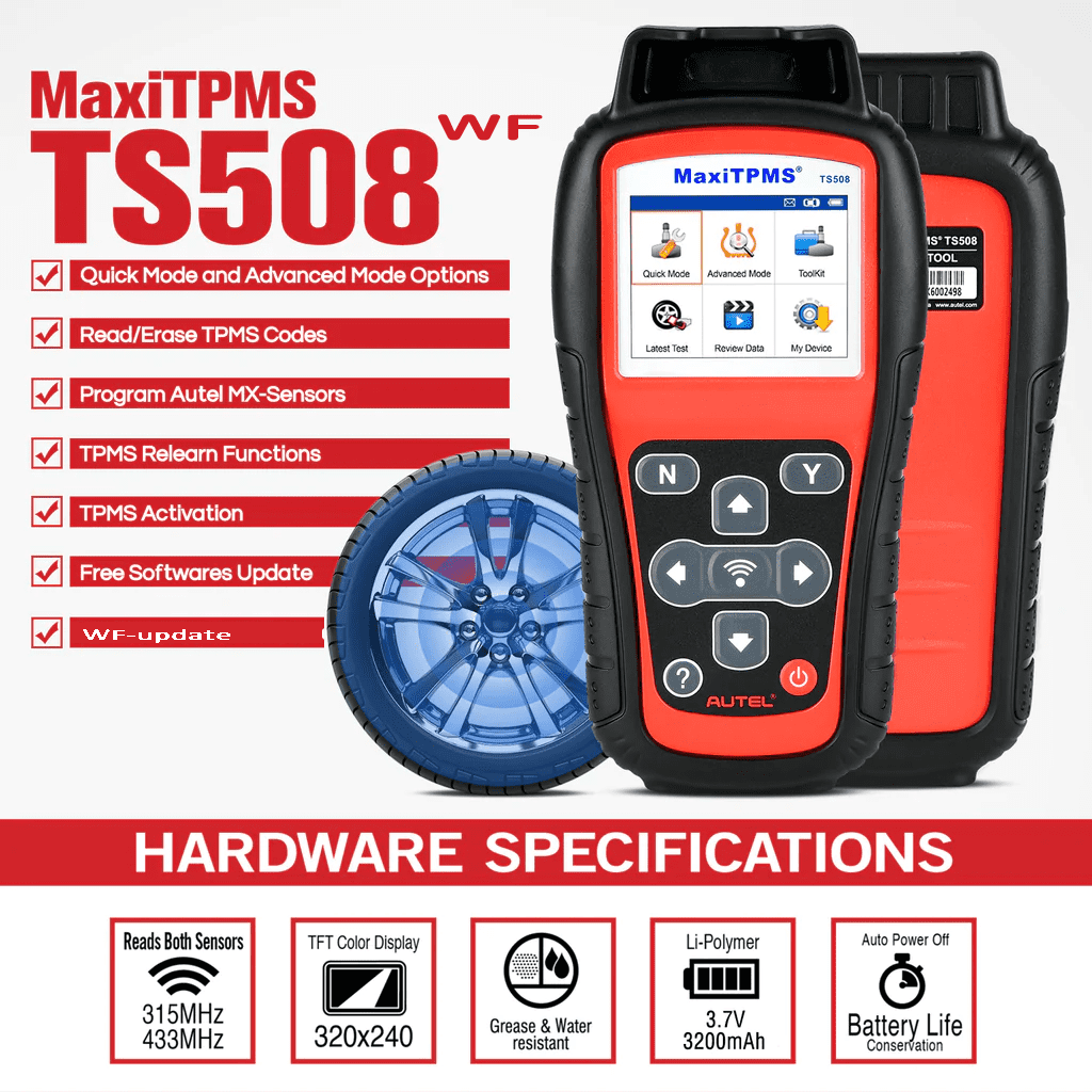 Autel TS508 Automotive Diagnostic Tool with TPMS Activation, Sensor ...