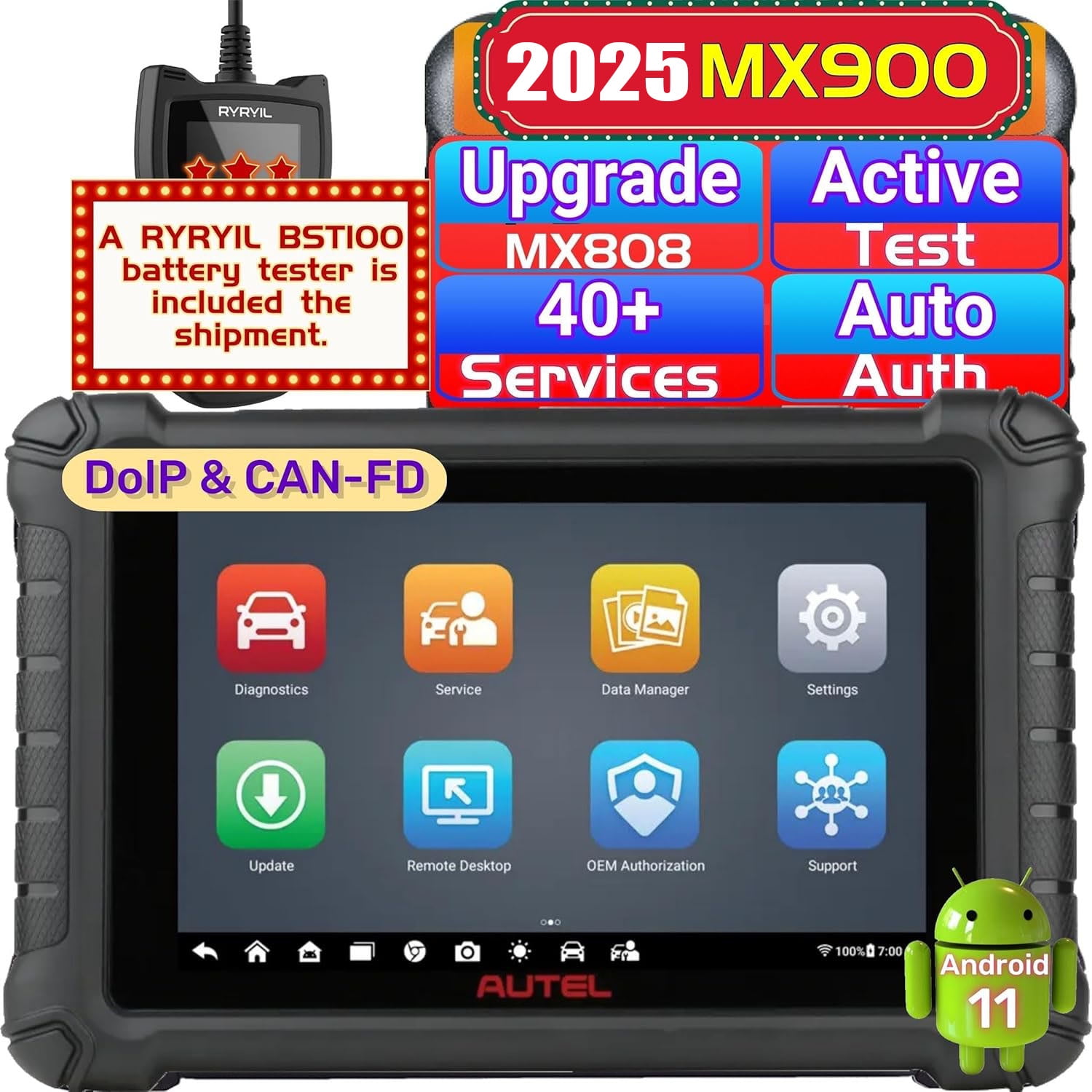 AutelScanner MaxiCheck MX900 OBD2, 40+ Function, 10000+ Vehicles, Bi ...