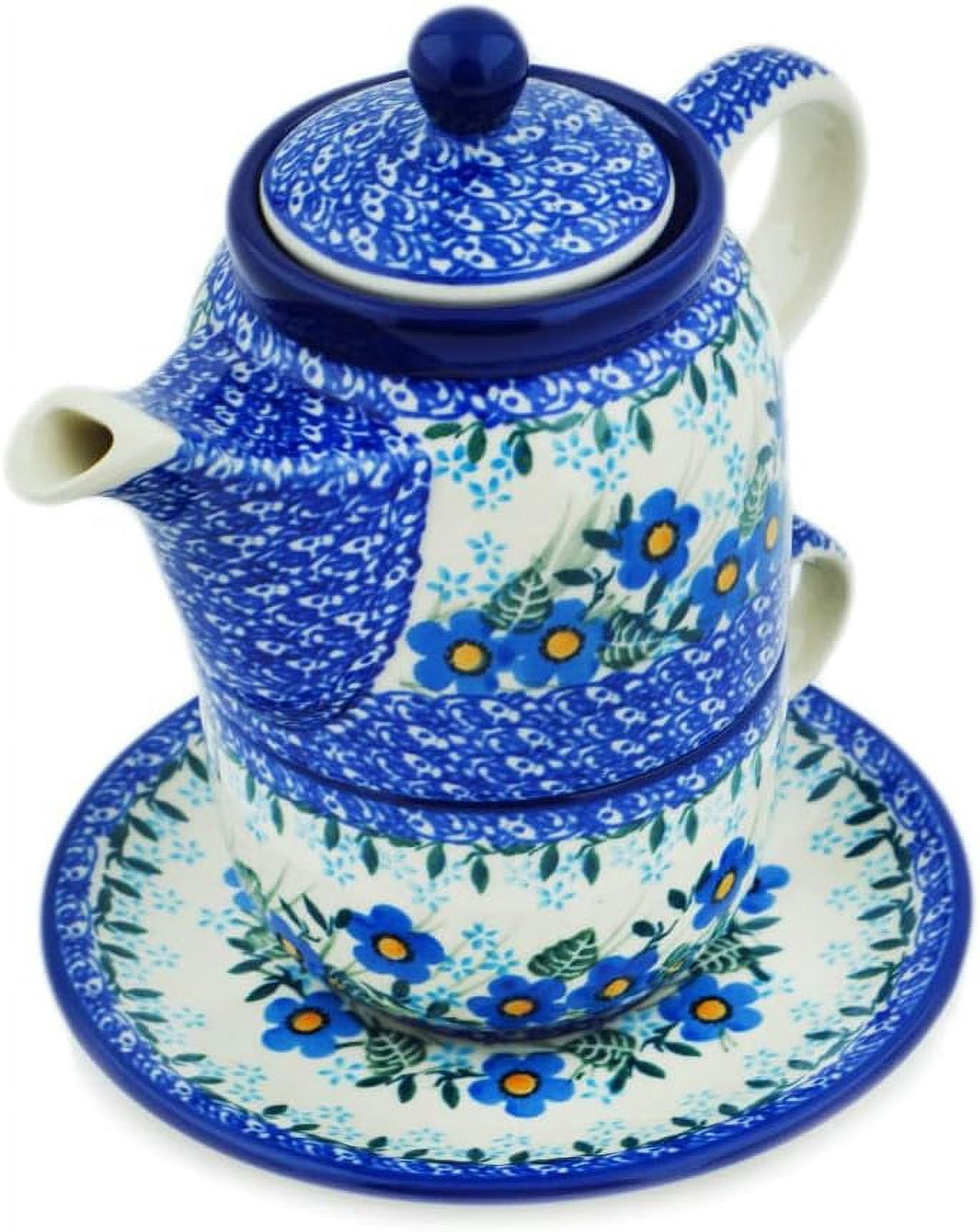 Authentic 16 oz Tea Set for One made by Ceramika Artystyczna (Blue Joy ...