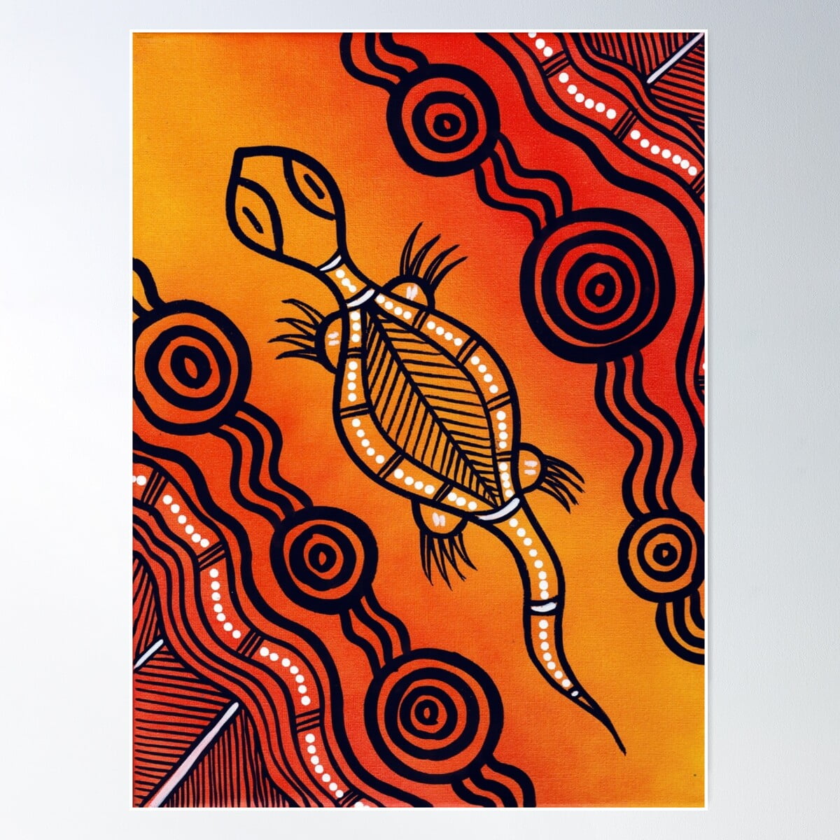 Authentic Aboriginal Art - Goanna Poster Wall Art, Modern Wall Decor For Living Room Bedroom ...