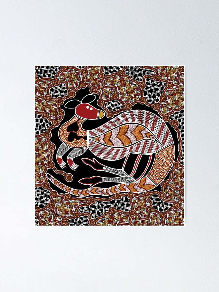 Authentic Aboriginal Art - Kangaroo Dreaming Fashion Art Decor Frame ...