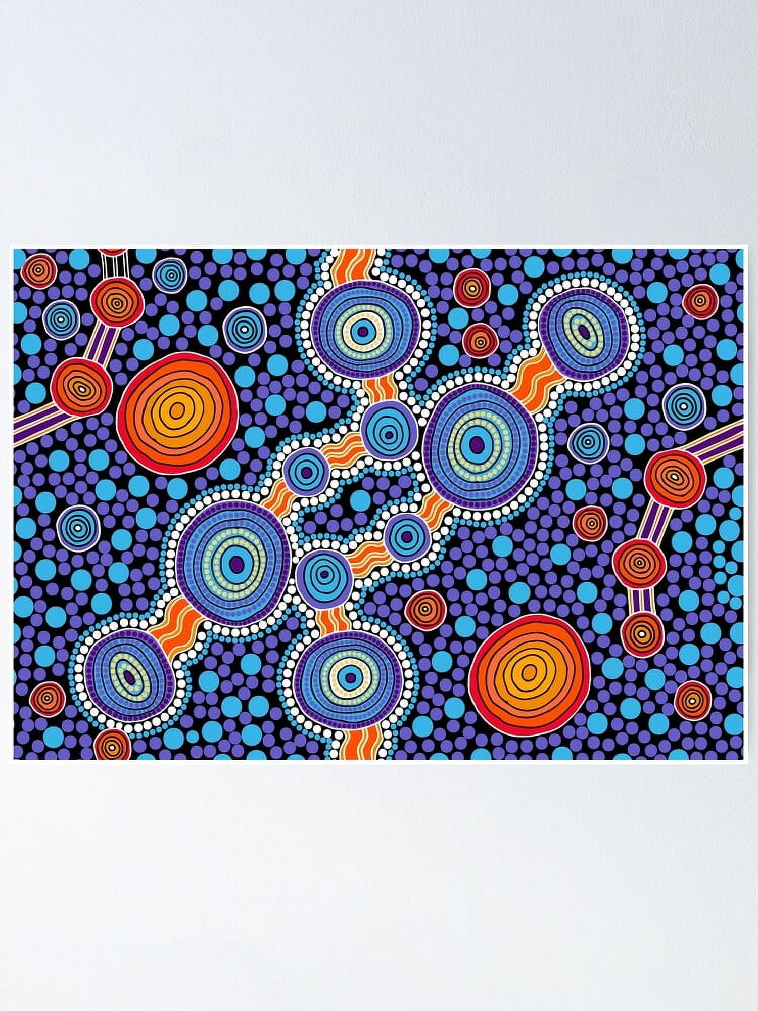 Authentic Aboriginal Art - The Journey Blue Canvas Poster Decor ...