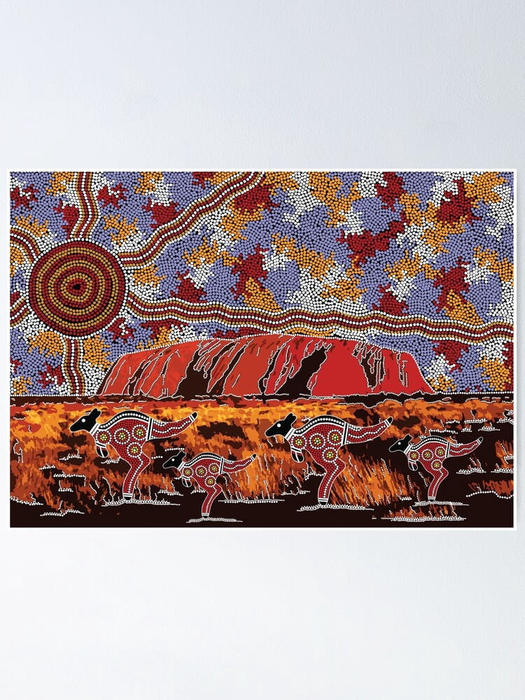 Authentic Aboriginal Art - Uluru | Ayers Rock Fashion Art Decor Frame ...