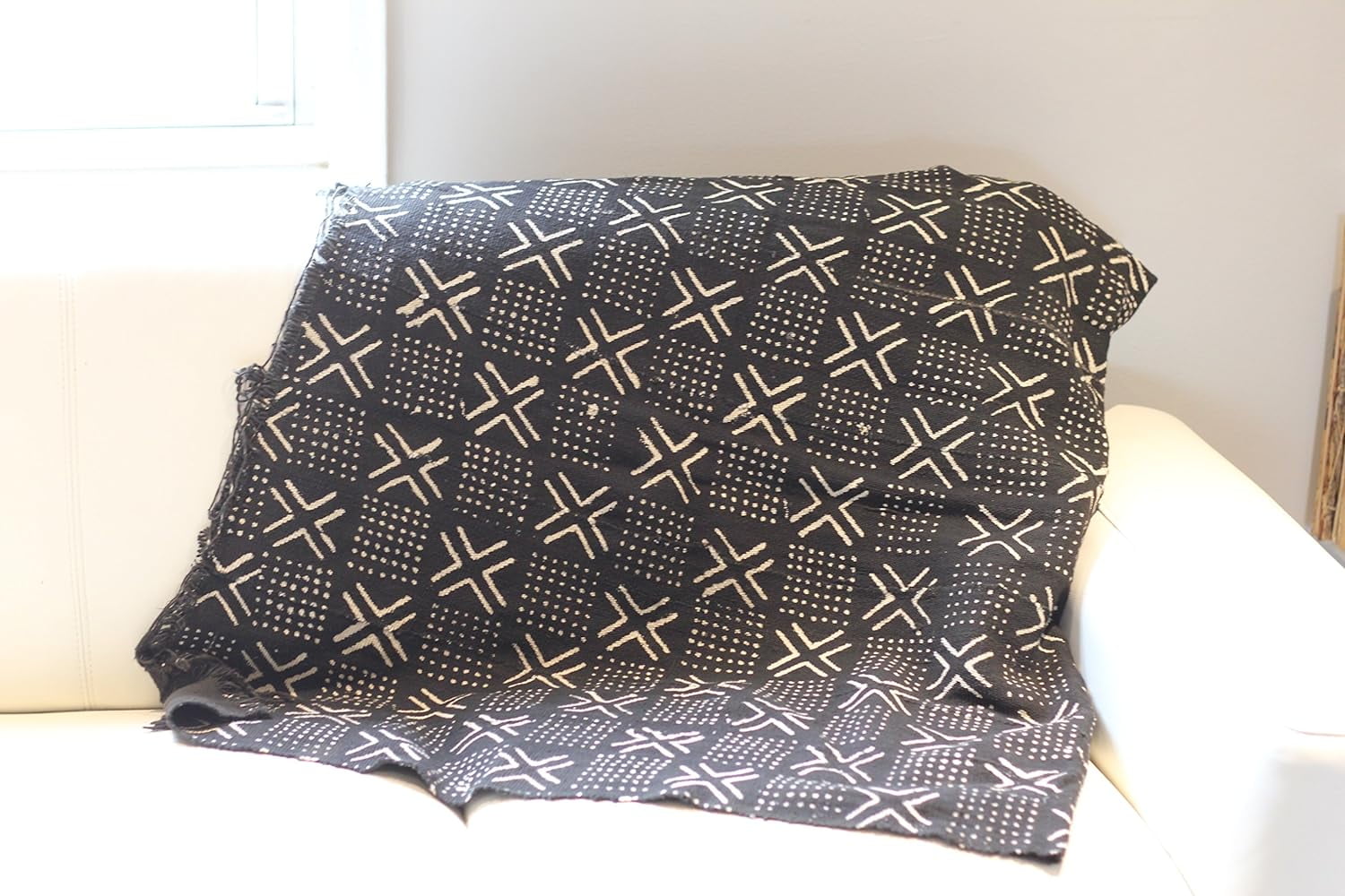 Authentic Bogolan Mud Cloth Bambara - (Black White) - Walmart.com