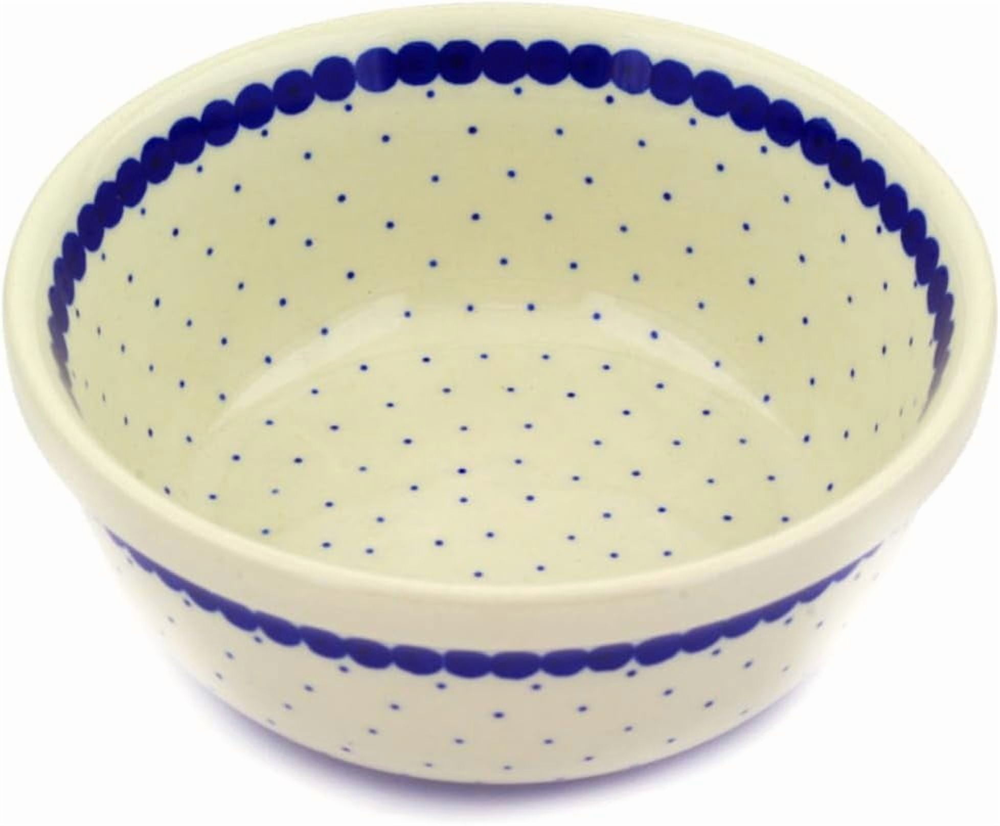 Authentic Bowl 6-inch in Blue Polka Dot Design Handmade in Bolesławiec Poland by Ceramika ...