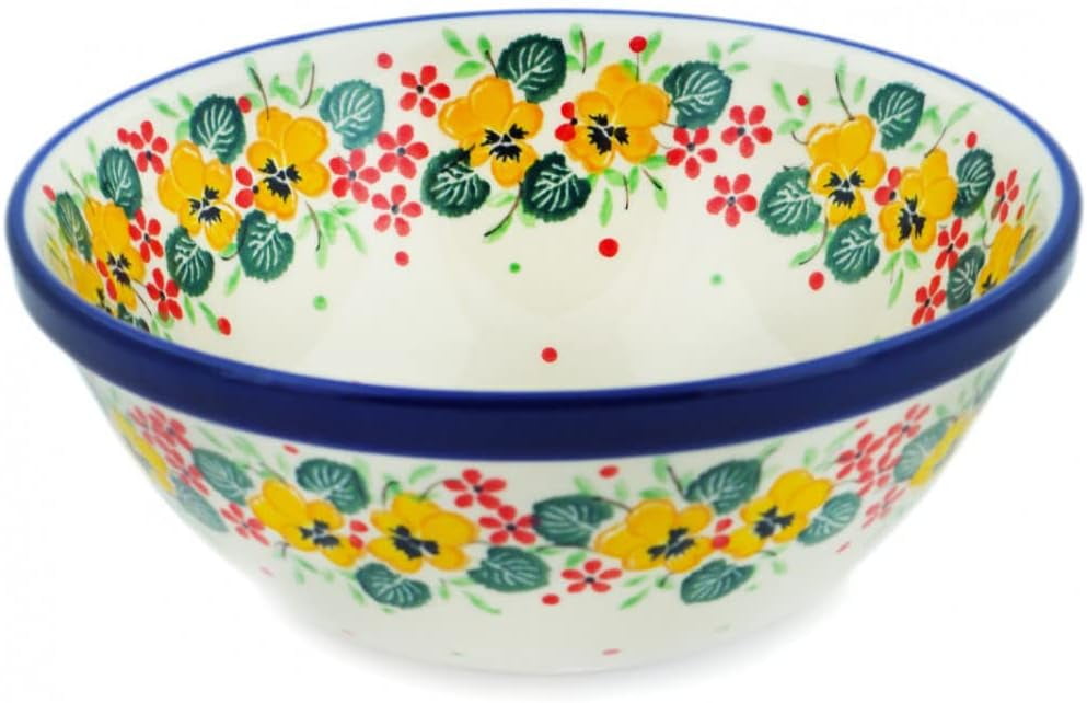 Authentic Bowl 6-inch in Golden Garden Design Handmade in Bolesławiec Poland by Ceramika ...