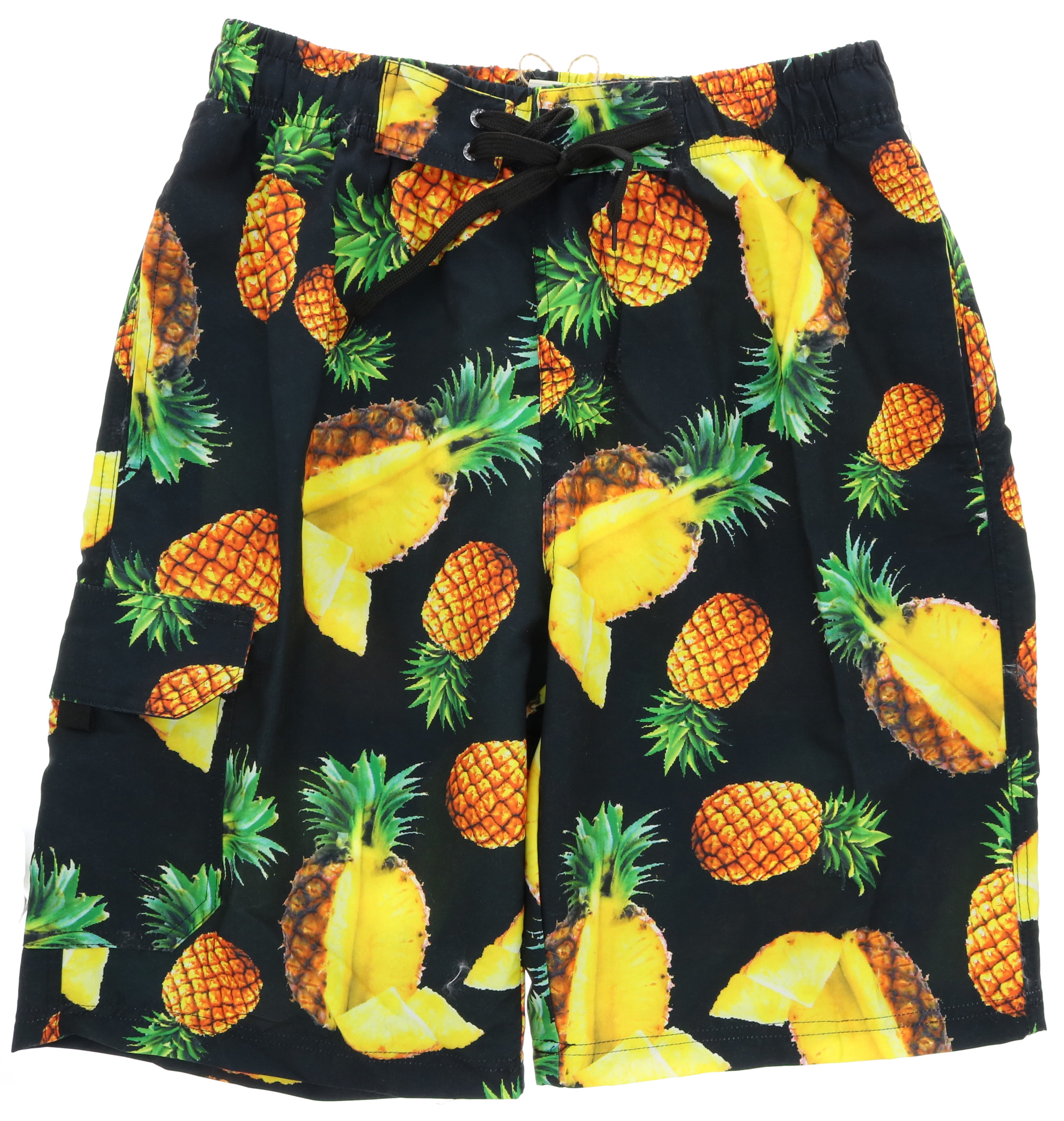 Authentic Brand Men's Swim Trunks No Grommets-Black Pineapple-Large ...