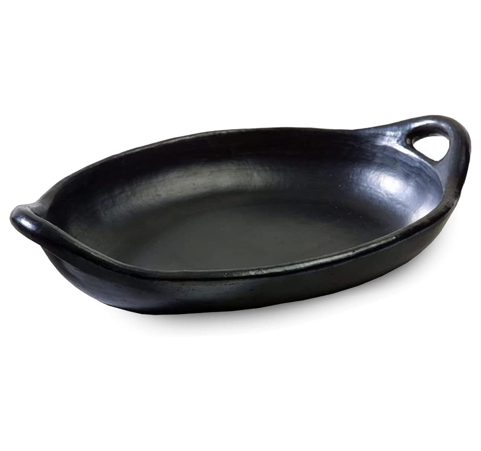 Authentic Chamba Oval Platter with Handles - , All-Natural Black Clay ...