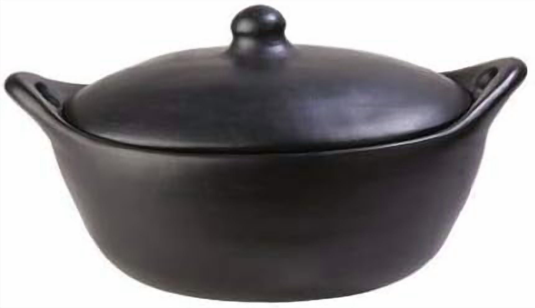 Authentic Chamba Oval Roaster w/Cover - Elegant, All-Natural Black Clay ...