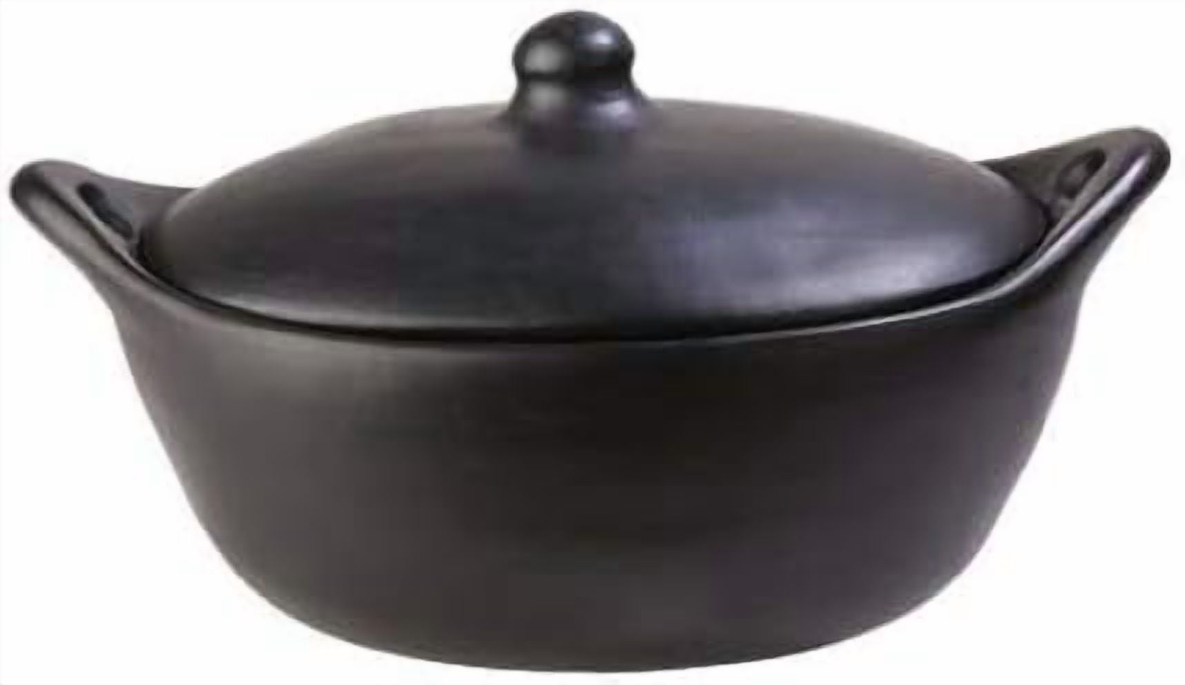 Authentic Chamba Oval Roaster w/Cover - Elegant, All-Natural Black Clay ...