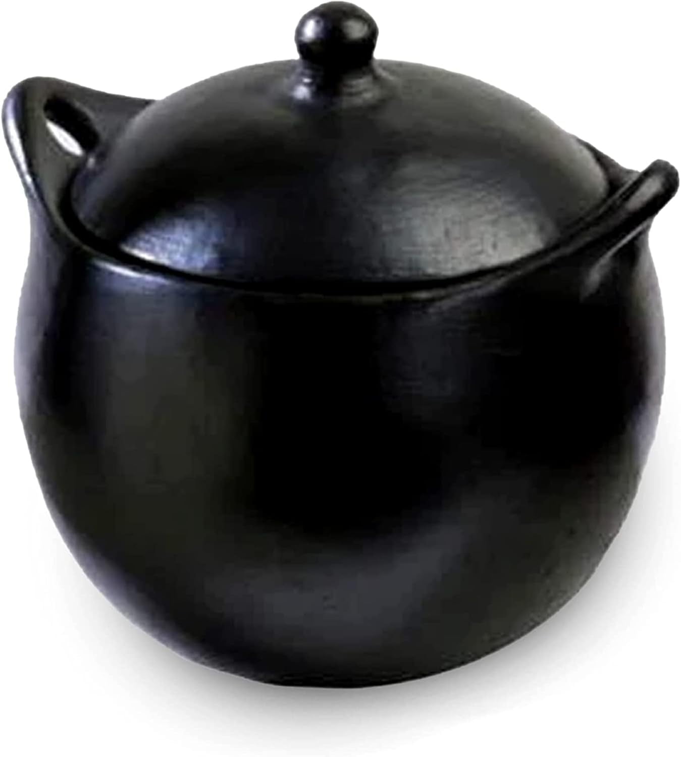 Authentic Chamba Soup & Bean Pot w/Cover - Elegant, All-Natural Black Clay Dutch Oven for Slow ...