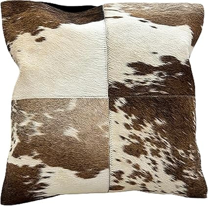 Authentic Cowhide Cushion Covers, 15 x 15 Inches, Unique Natural ...