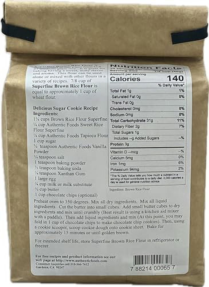 Authentic Foods Superfine TWE5 Brown Rice Flour - 3lb - Walmart.com