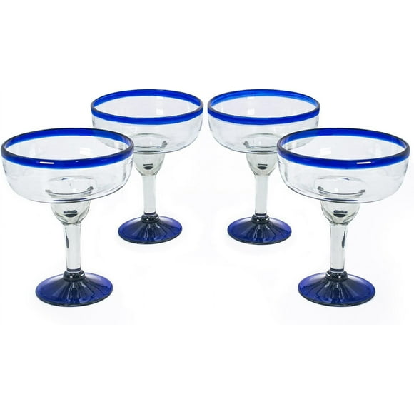 Blue Rim Margarita Glass