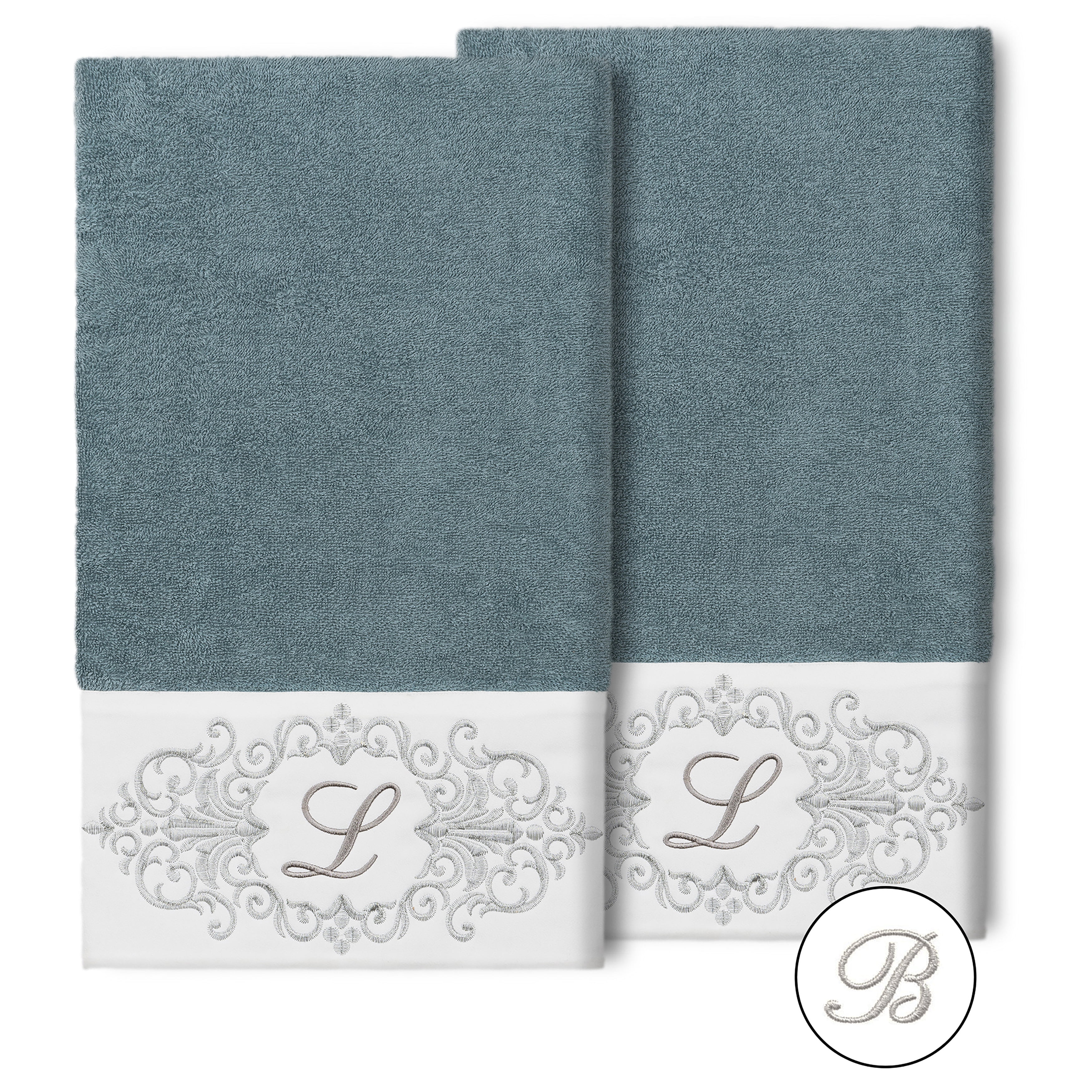 Authentic Hotel and Spa 100% Turkish Cotton Monica 2PC Embellished Bath ...