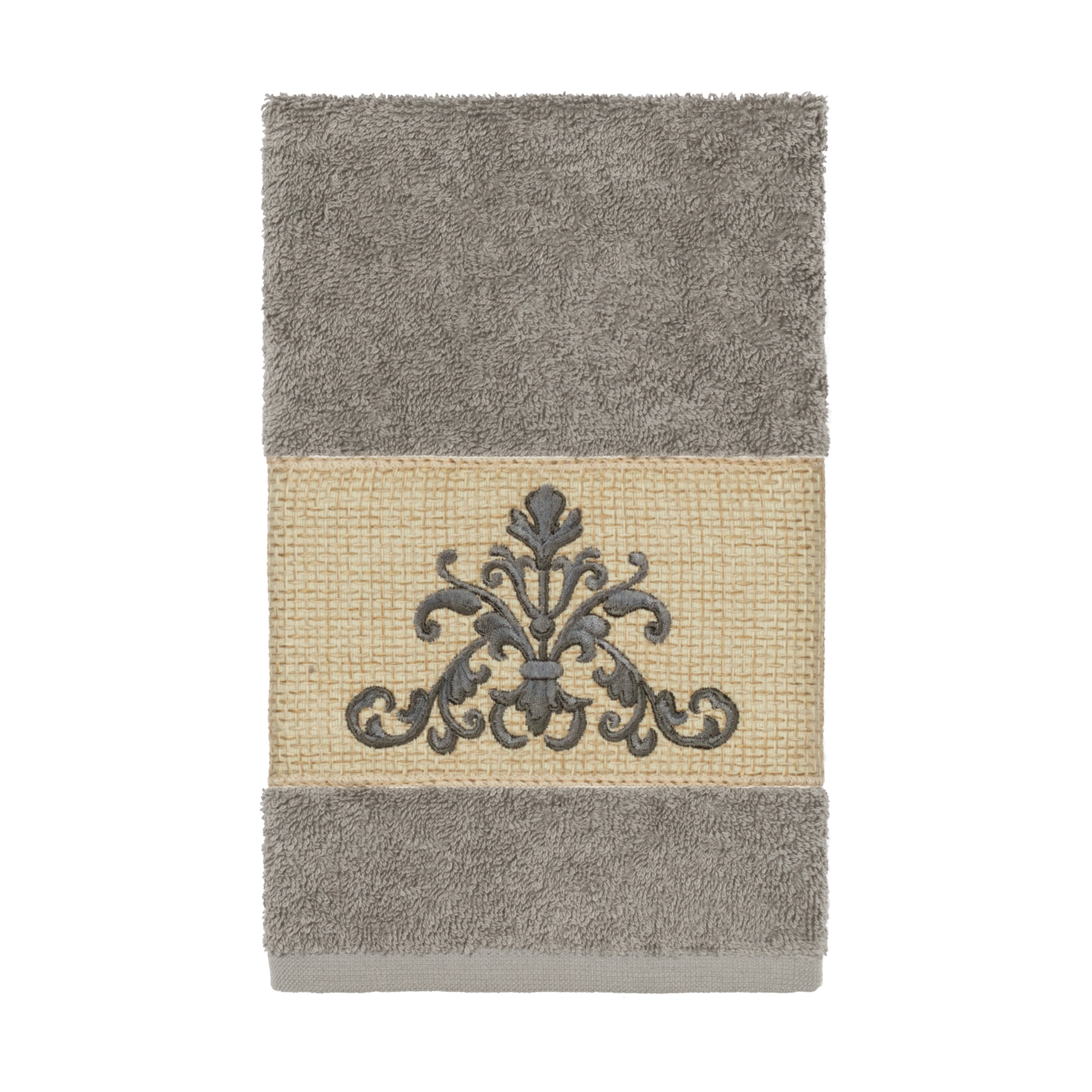 Authentic Hotel and Spa Grey Turkish Cotton Scrollwork Embroidered Hand ...