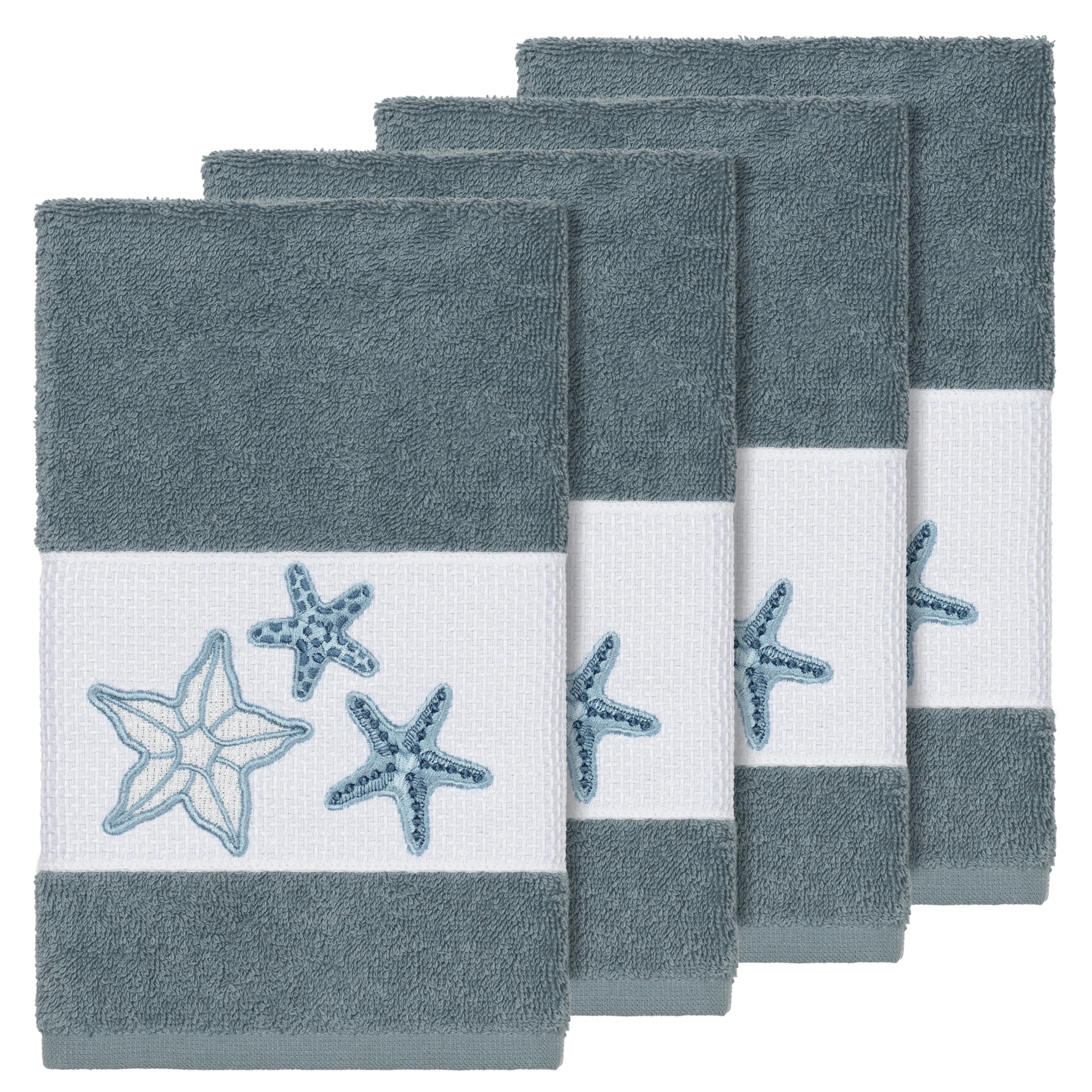 Authentic Hotel and Spa Teal Blue Turkish Cotton Starfish Embroidered ...