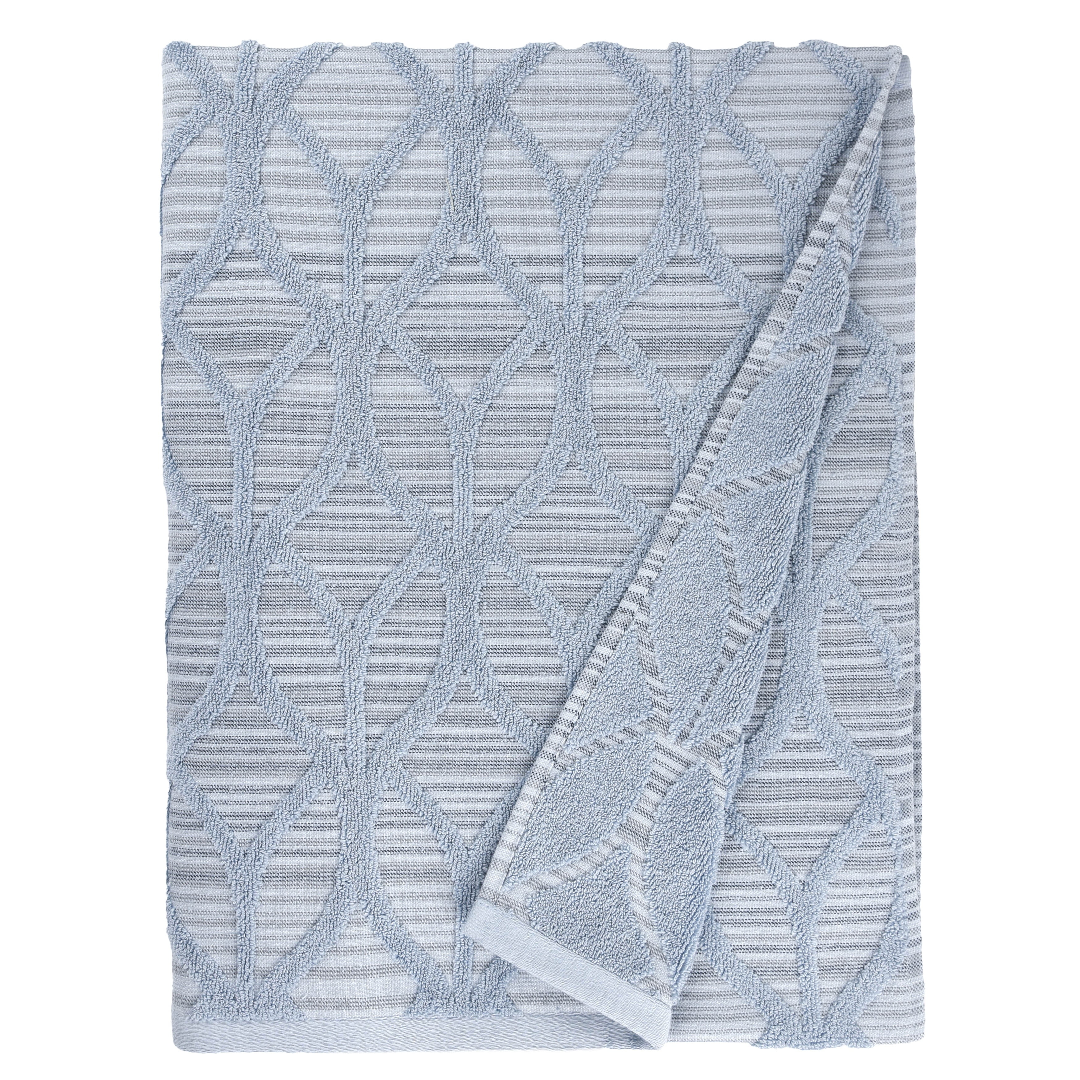 Authentic Hotel and Spa Turkish Cotton Alev Jacquard Bath Towel Blue ...