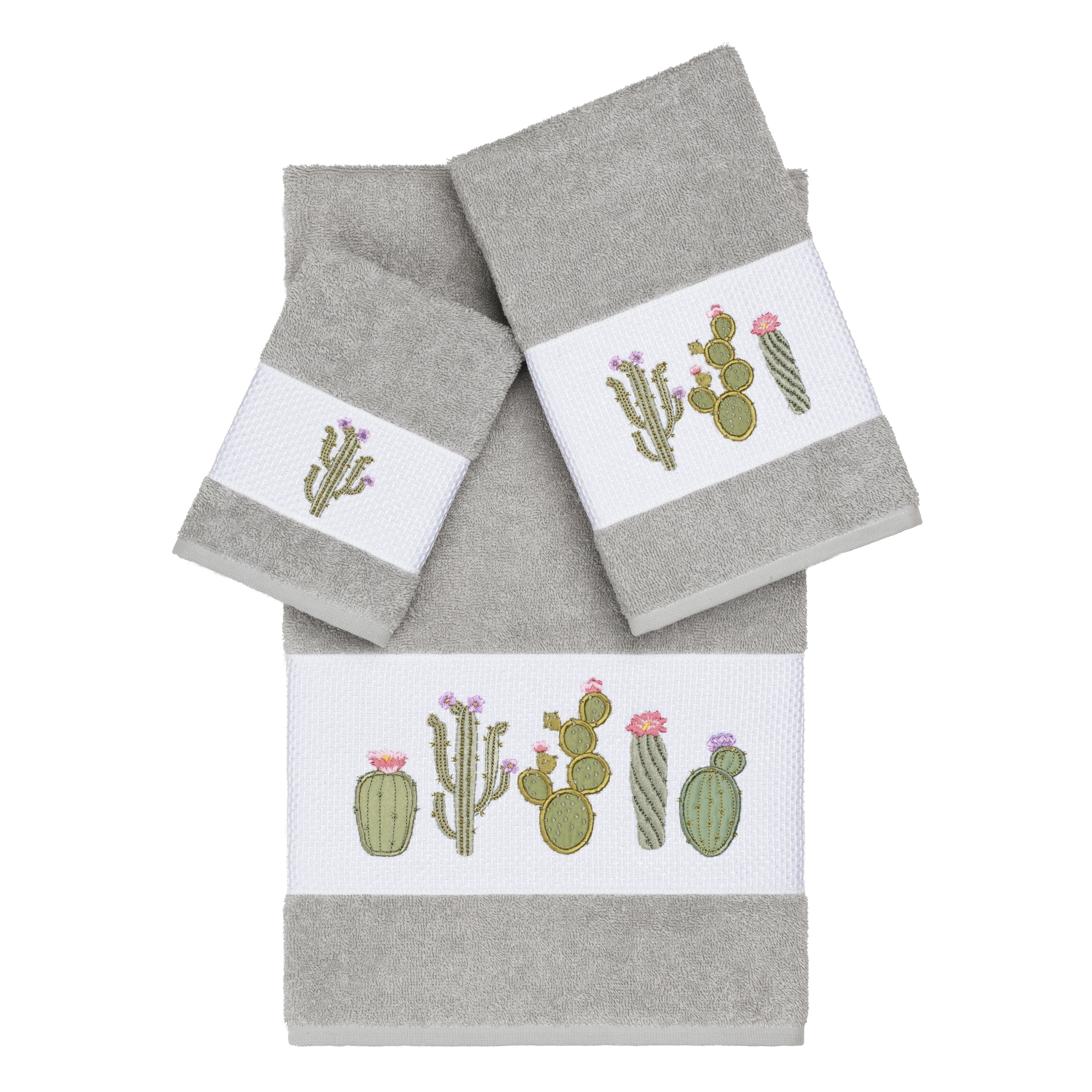 Authentic Hotel and Spa Turkish Cotton Cactus Embroidered Light Grey 3 ...