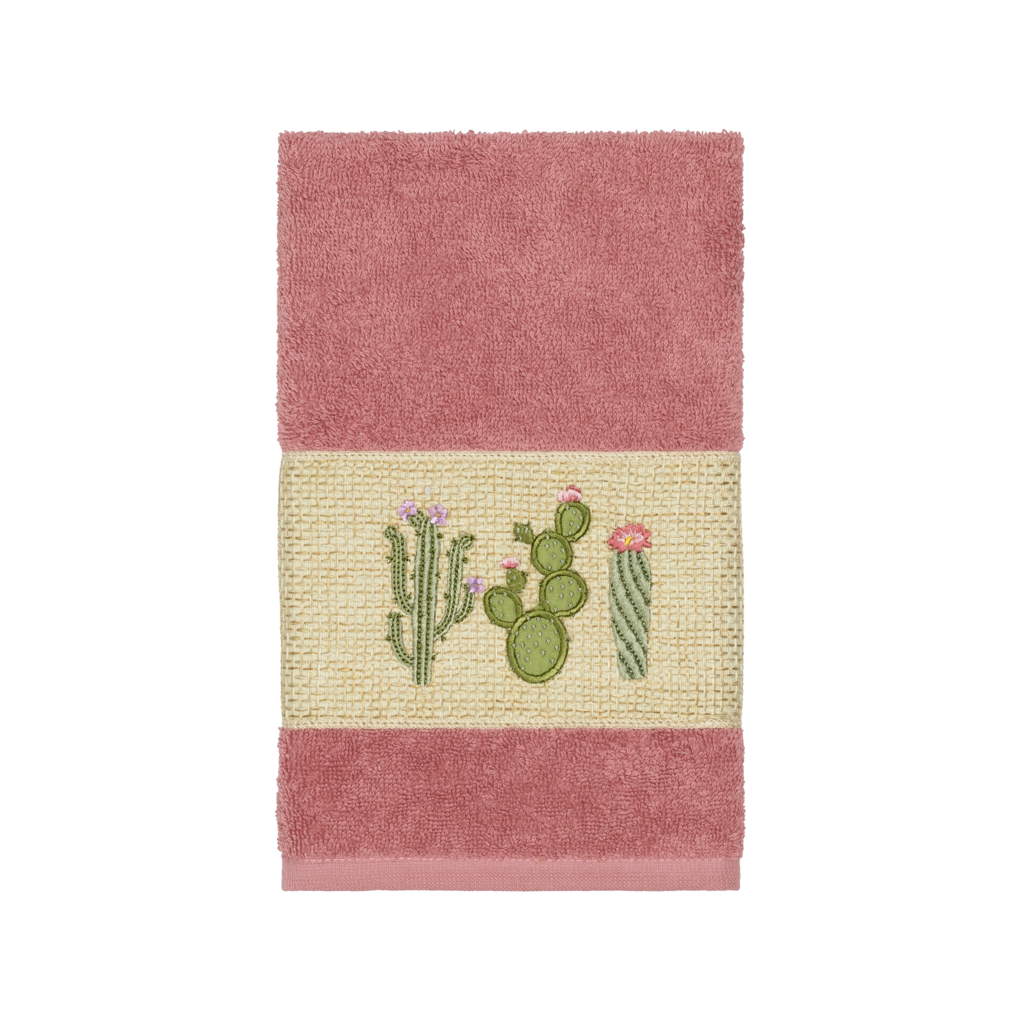 Authentic Hotel and Spa Turkish Cotton Cactus Embroidered Tea Rose Hand ...