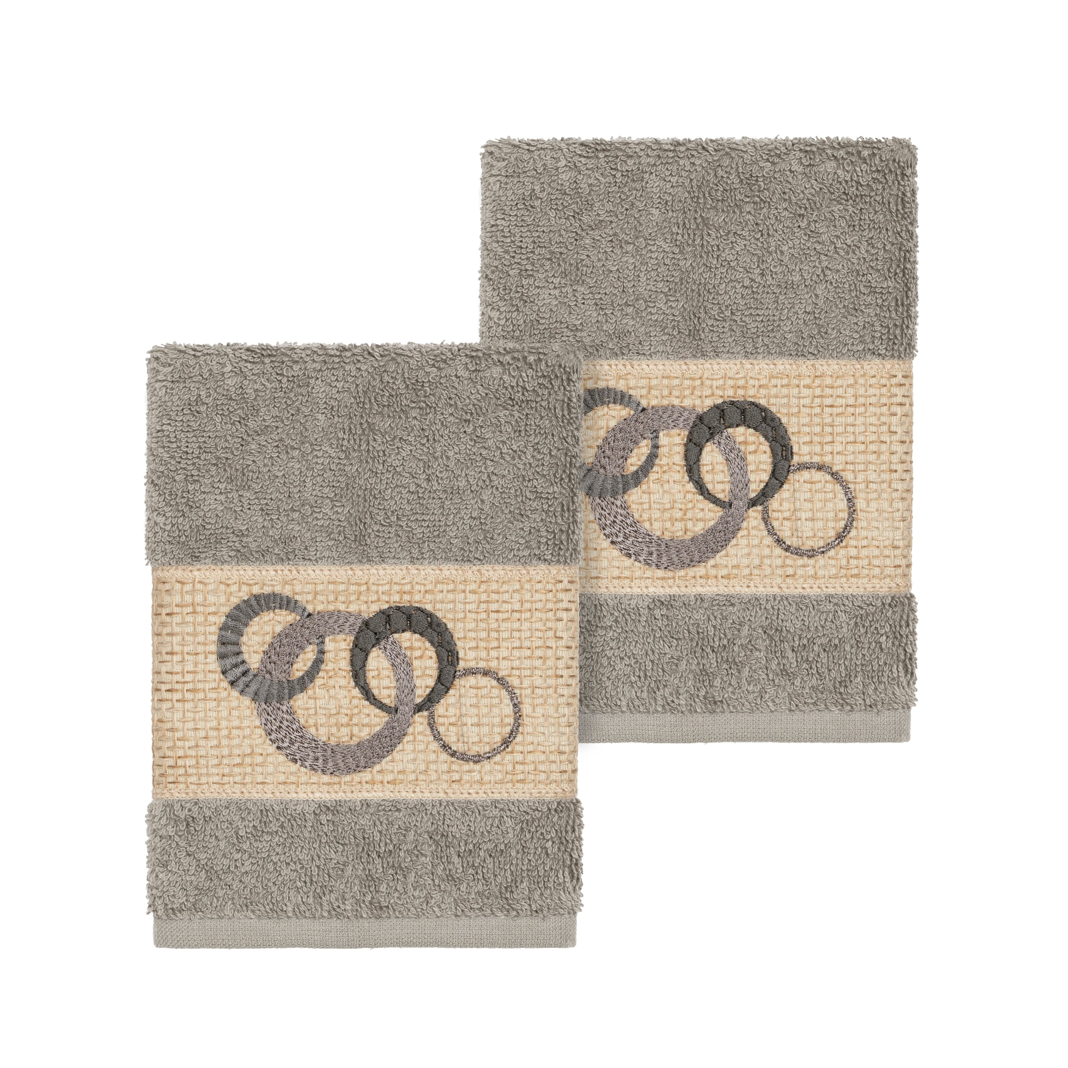 Authentic Hotel and Spa Turkish Cotton Circles Embroidered Dark Grey 2 ...