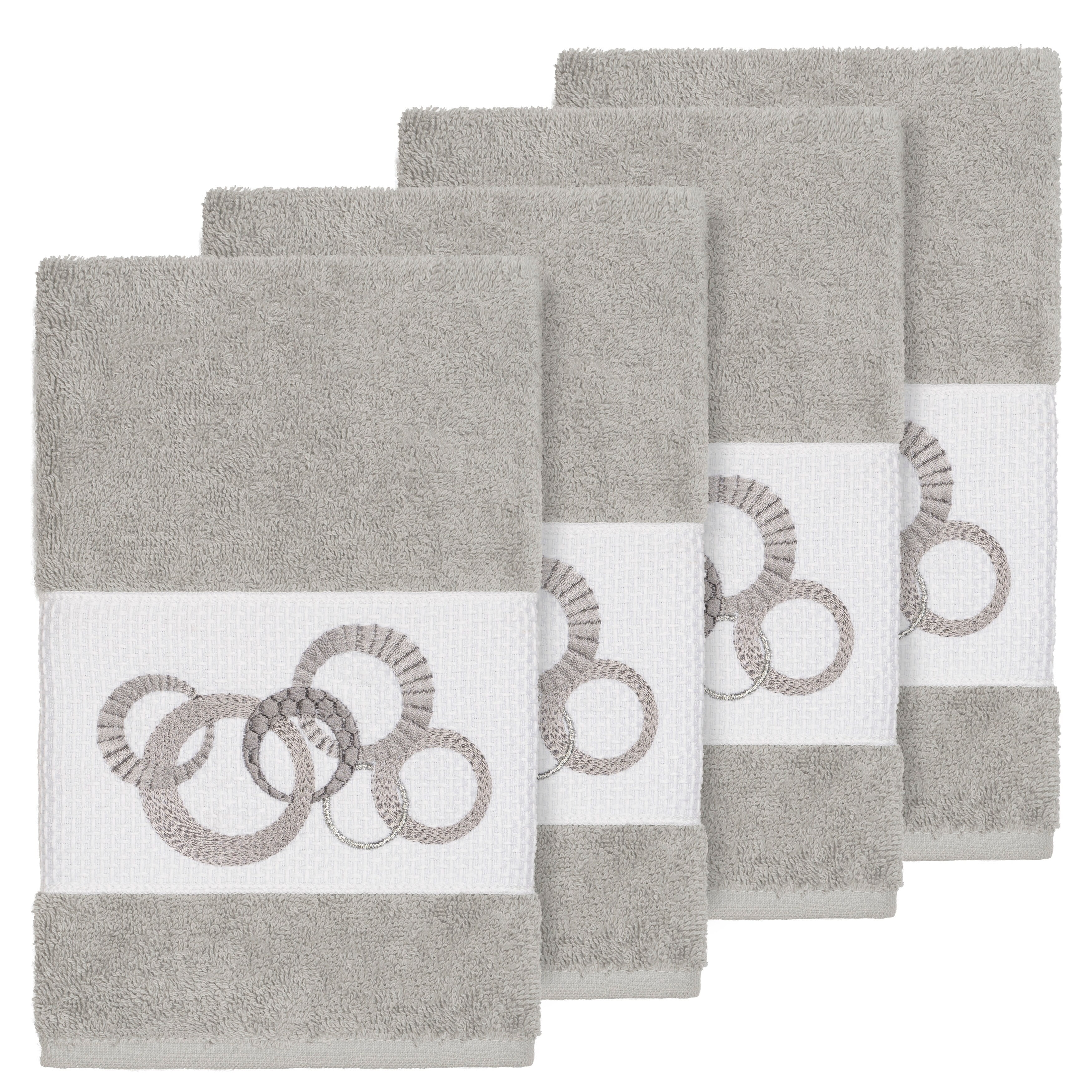 Authentic Hotel and Spa Turkish Cotton Circles Embroidered Light Grey 4 ...