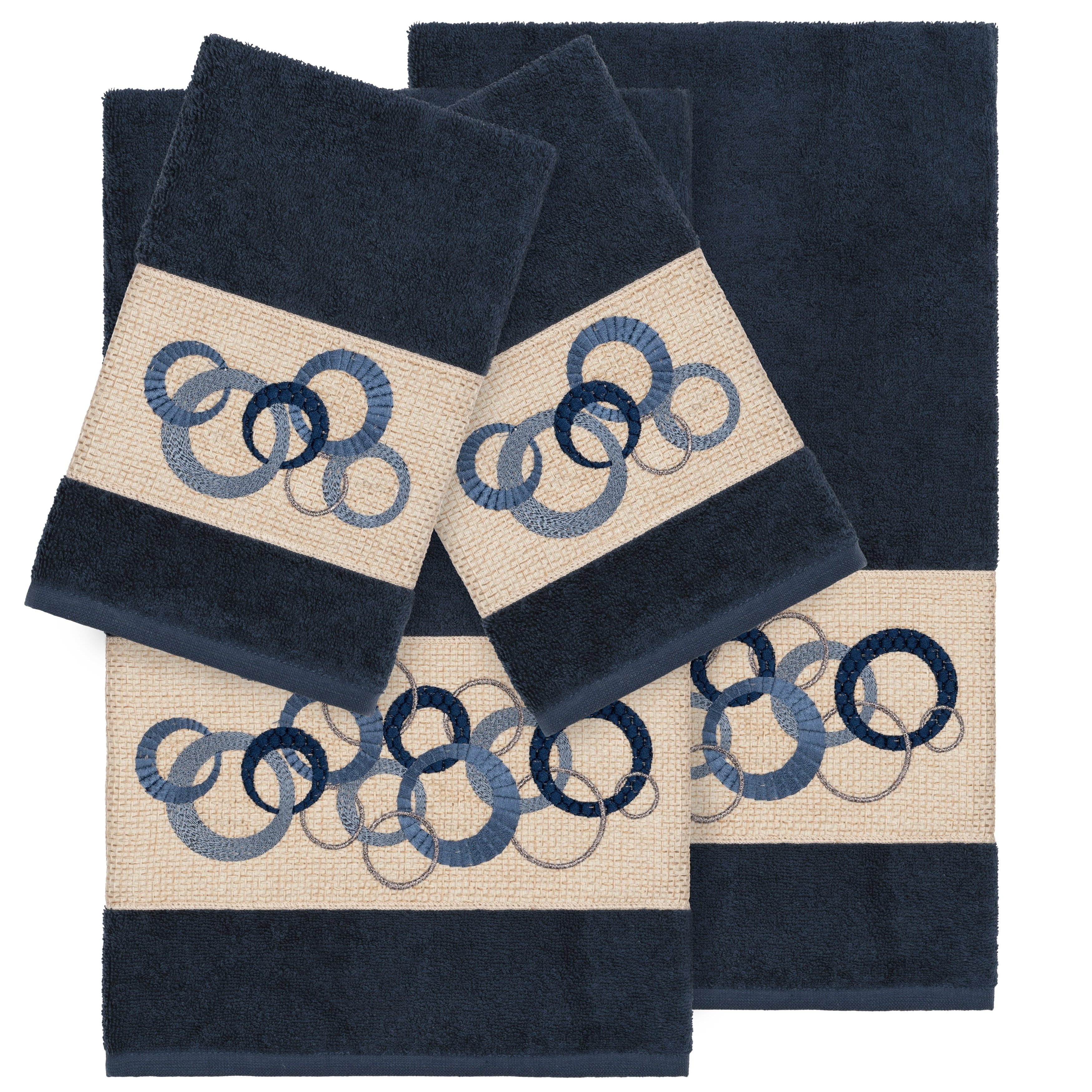 Authentic Hotel and Spa Turkish Cotton Circles Embroidered Midnight ...