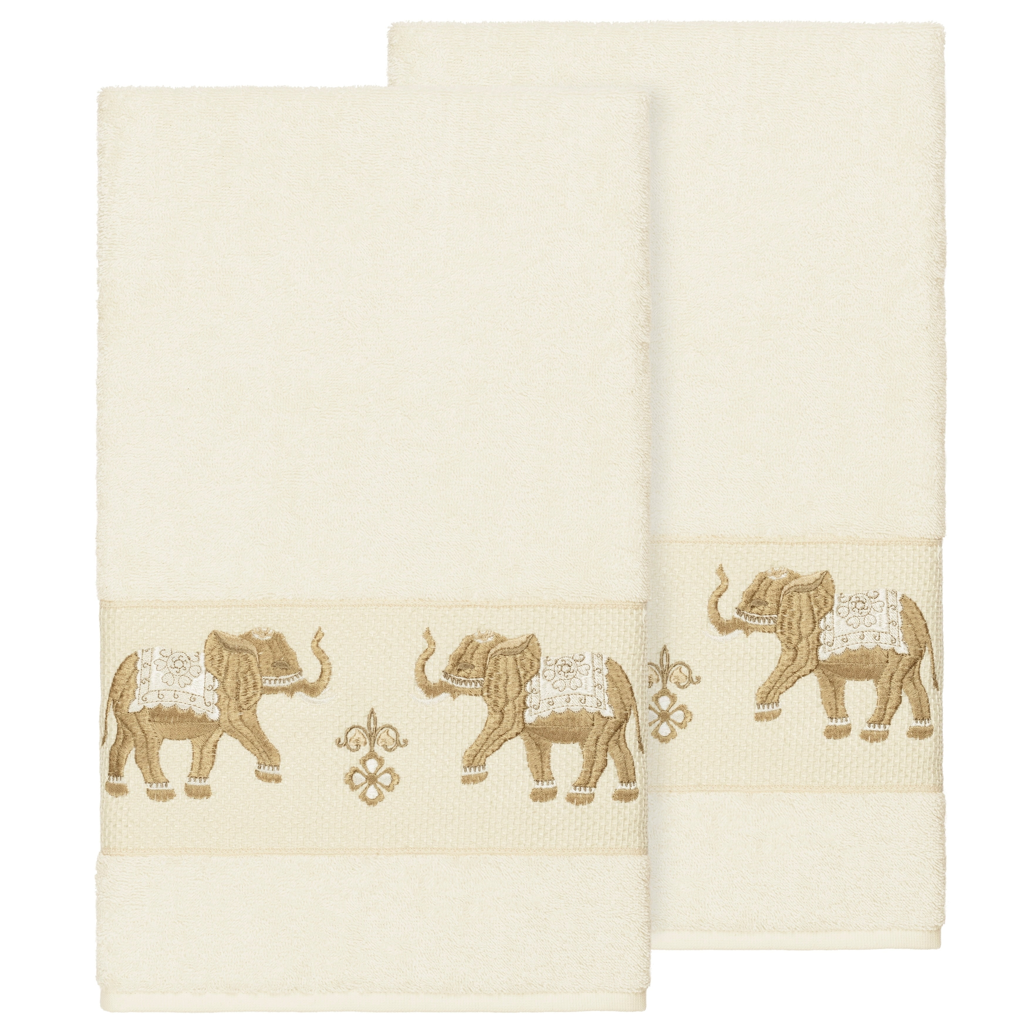 Authentic Hotel and Spa Turkish Cotton Elephants Embroidered Cream 2 ...